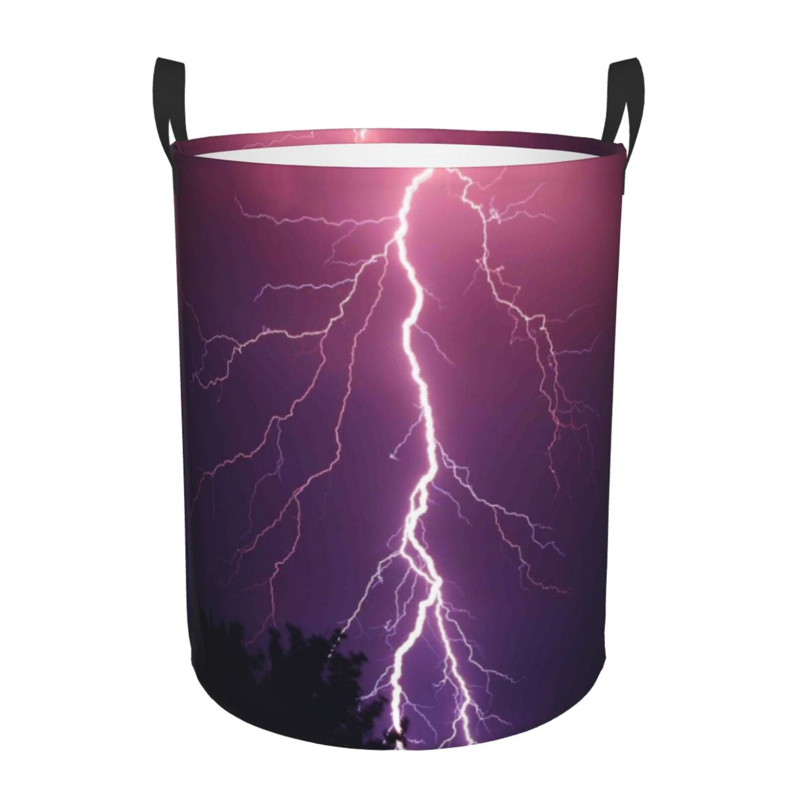 Haiem Thunderstorm Violet Purple Leather Dirty Clothes Laundry Basket ...