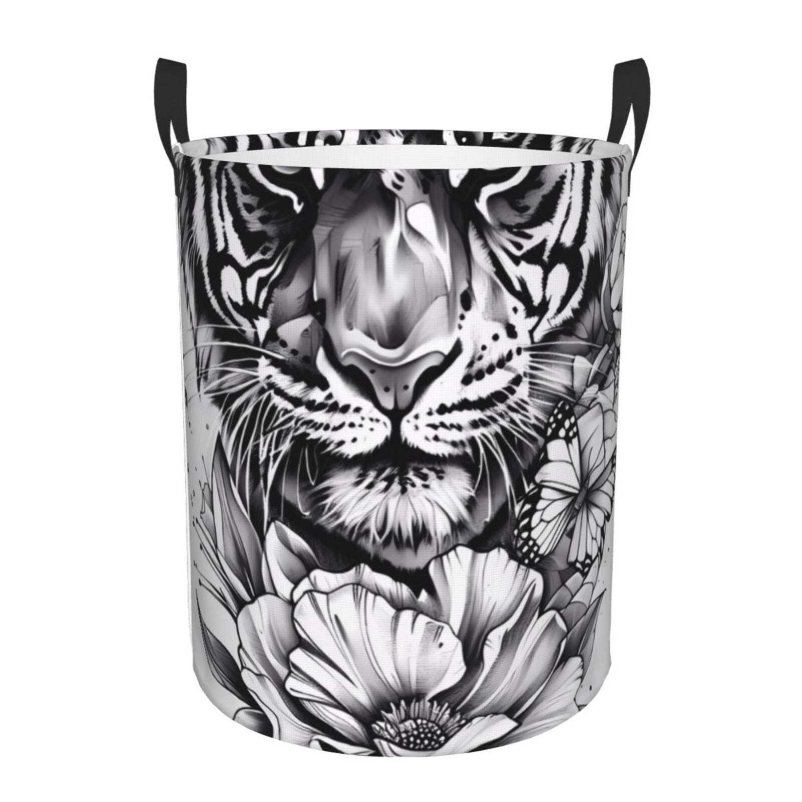 Haiem Tiger Butterfly Floral Art Print Laundry Basket, Laundry Hamper ...