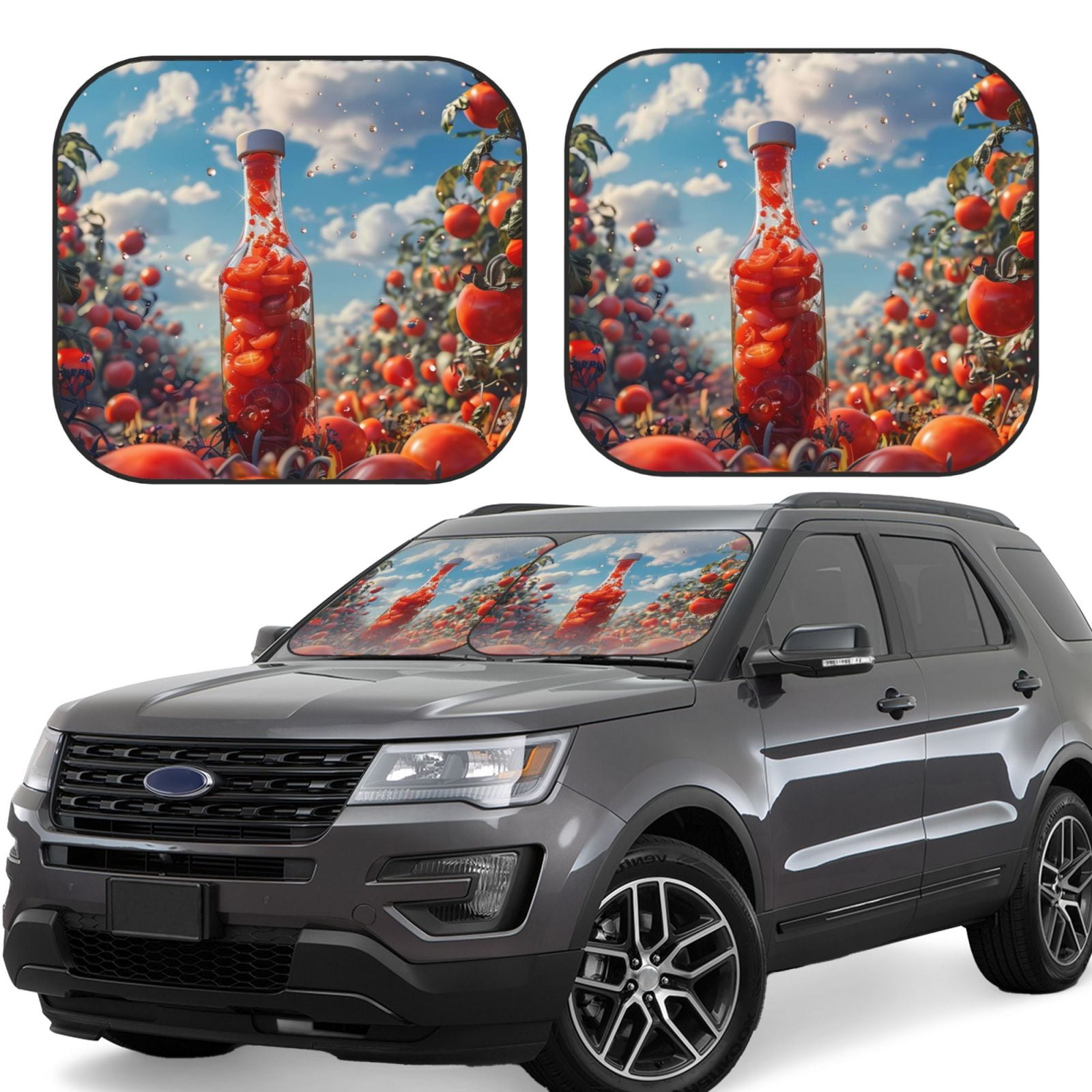 Haiem Tomato Field Bottle Car Windshield Sun Shade (2 Pieces) Foldable ...