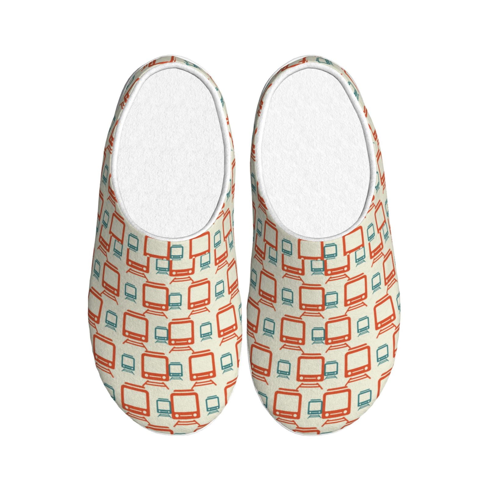 Haiem Train1 Print Women's Fuzzy Memory Foam House Slipper Cozy Home ...