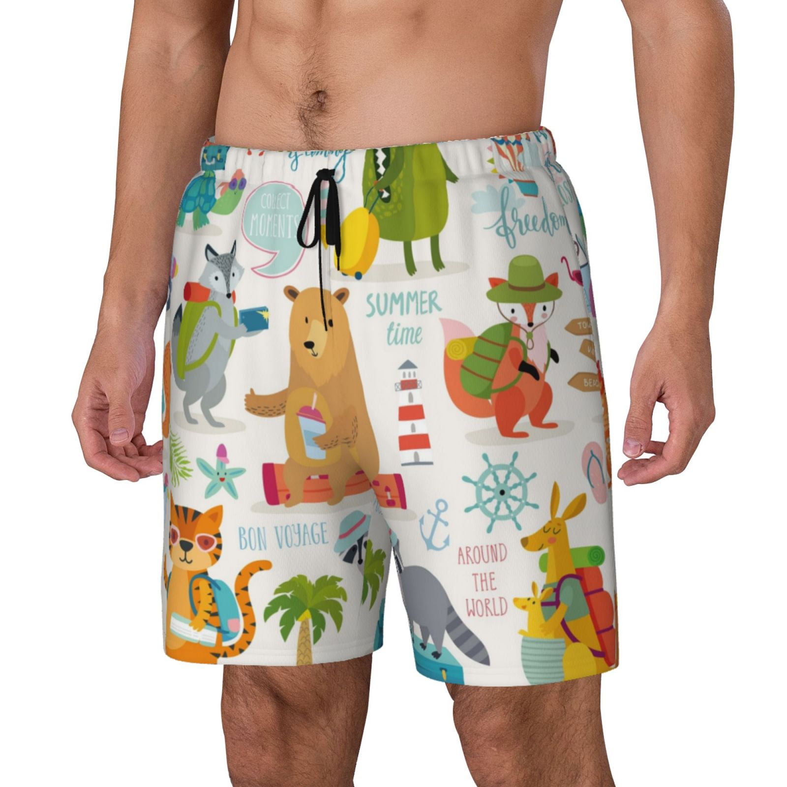 Haiem Travel Animals Mens Swim Trunks with Compression Liner 2 in 1 ...