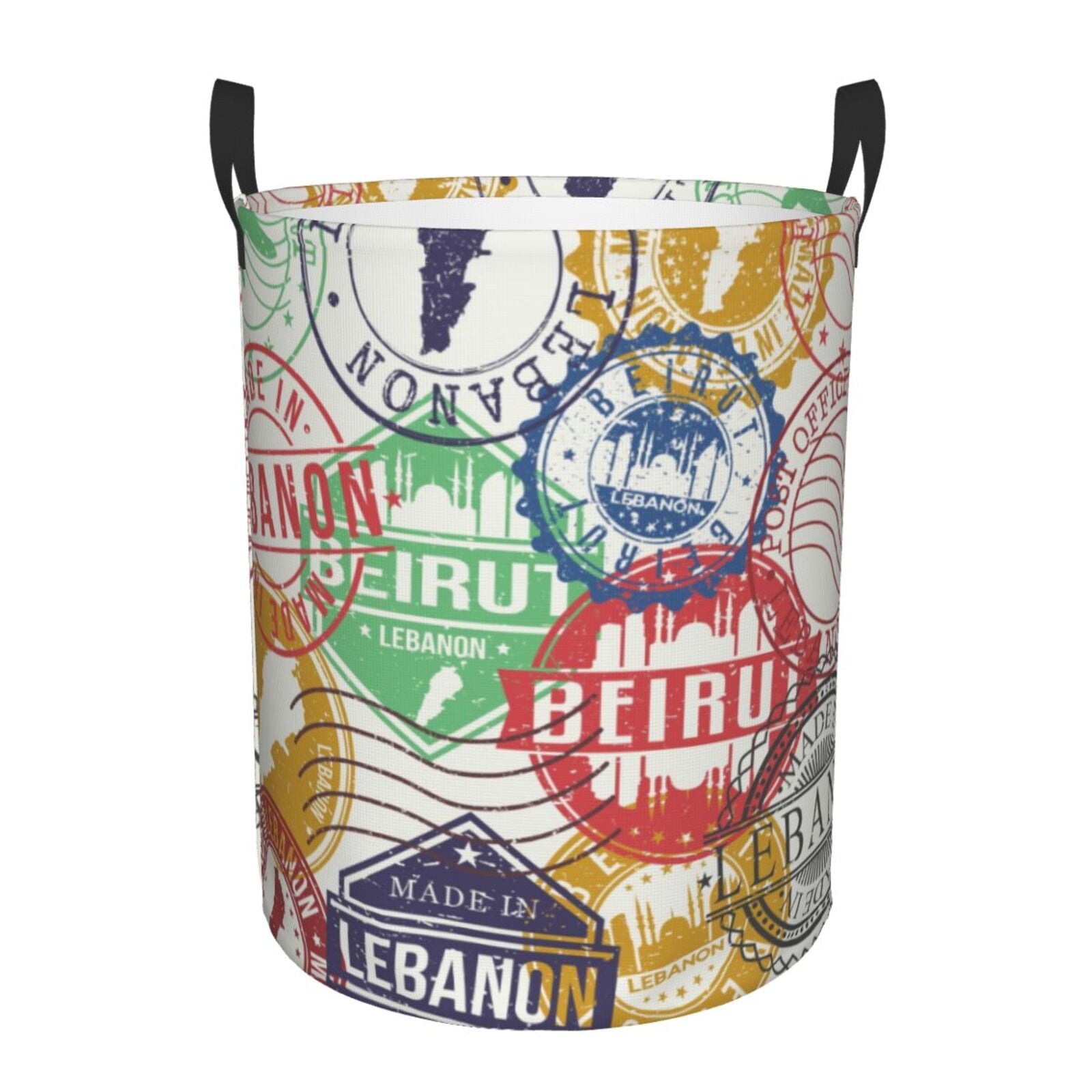 Haiem Travel Stamp Leather Dirty Clothes Laundry Basket,Sturdy ...