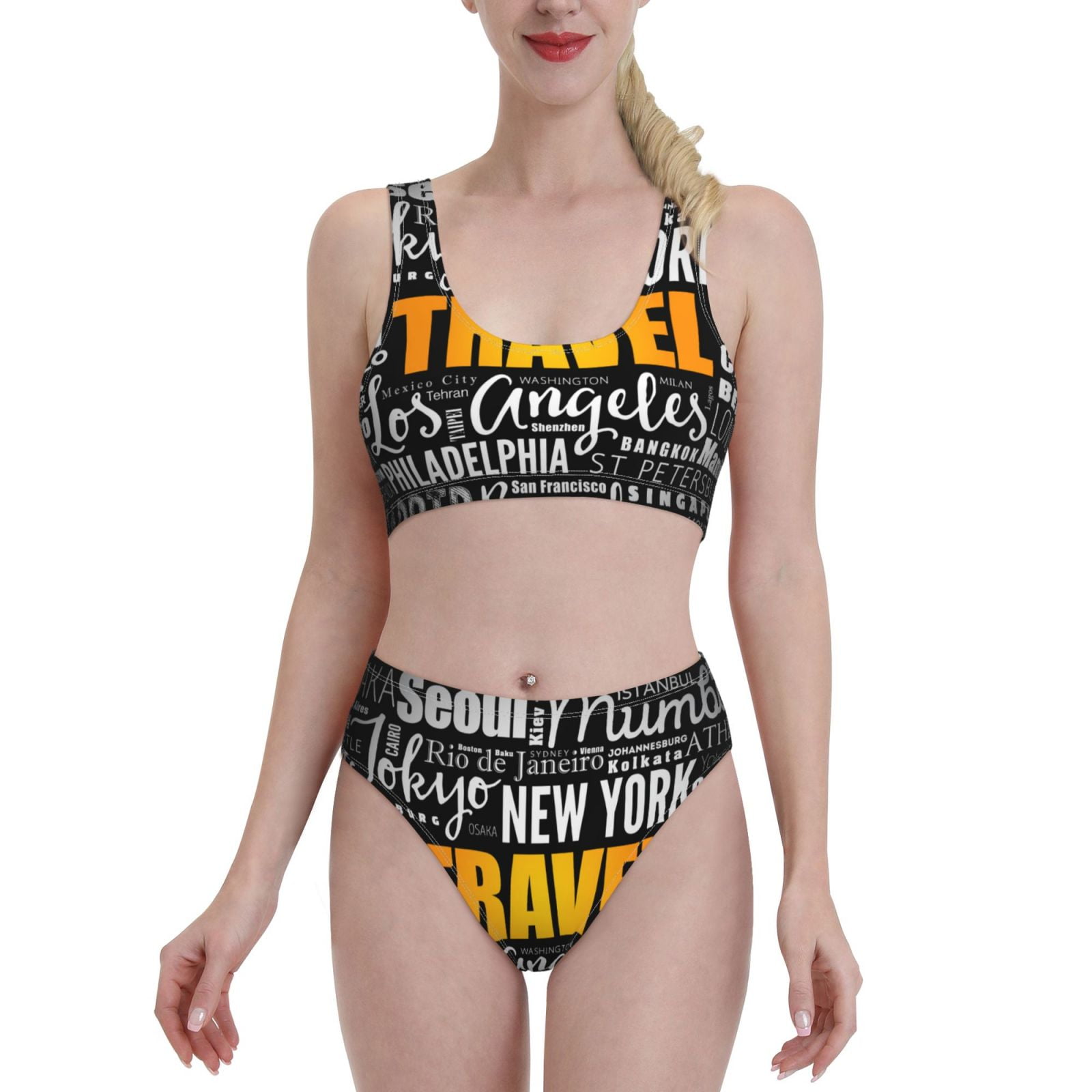 Haiem Travel Womens High Waisted Bikini Set Two Piece Bathing Suits High Cut Bikini Cut Out