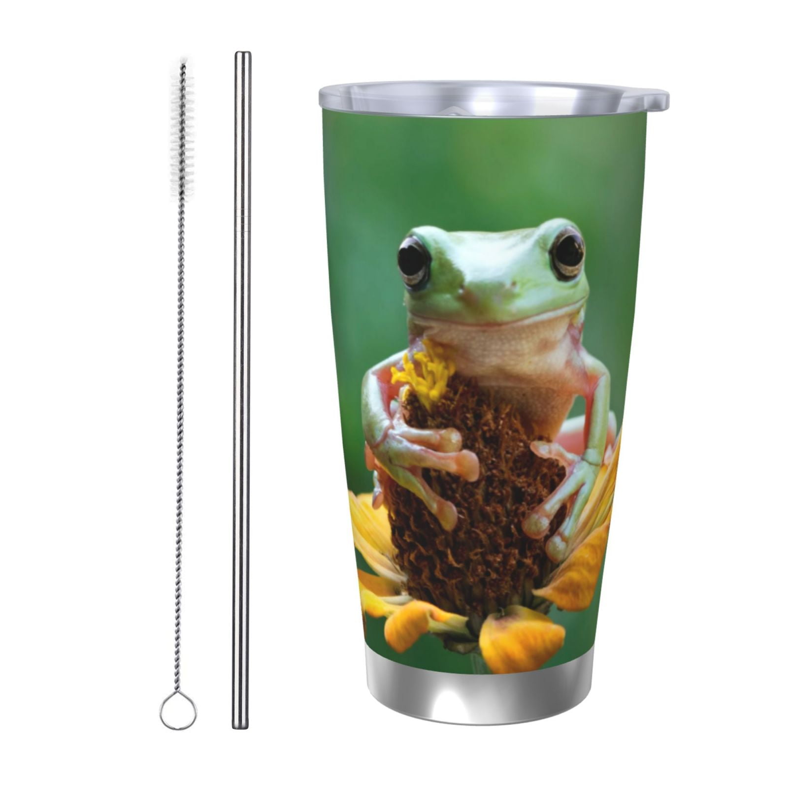 Haiem Tree Frog Sitting On Sunflowes Printed 20oz Straight Skinny Car ...