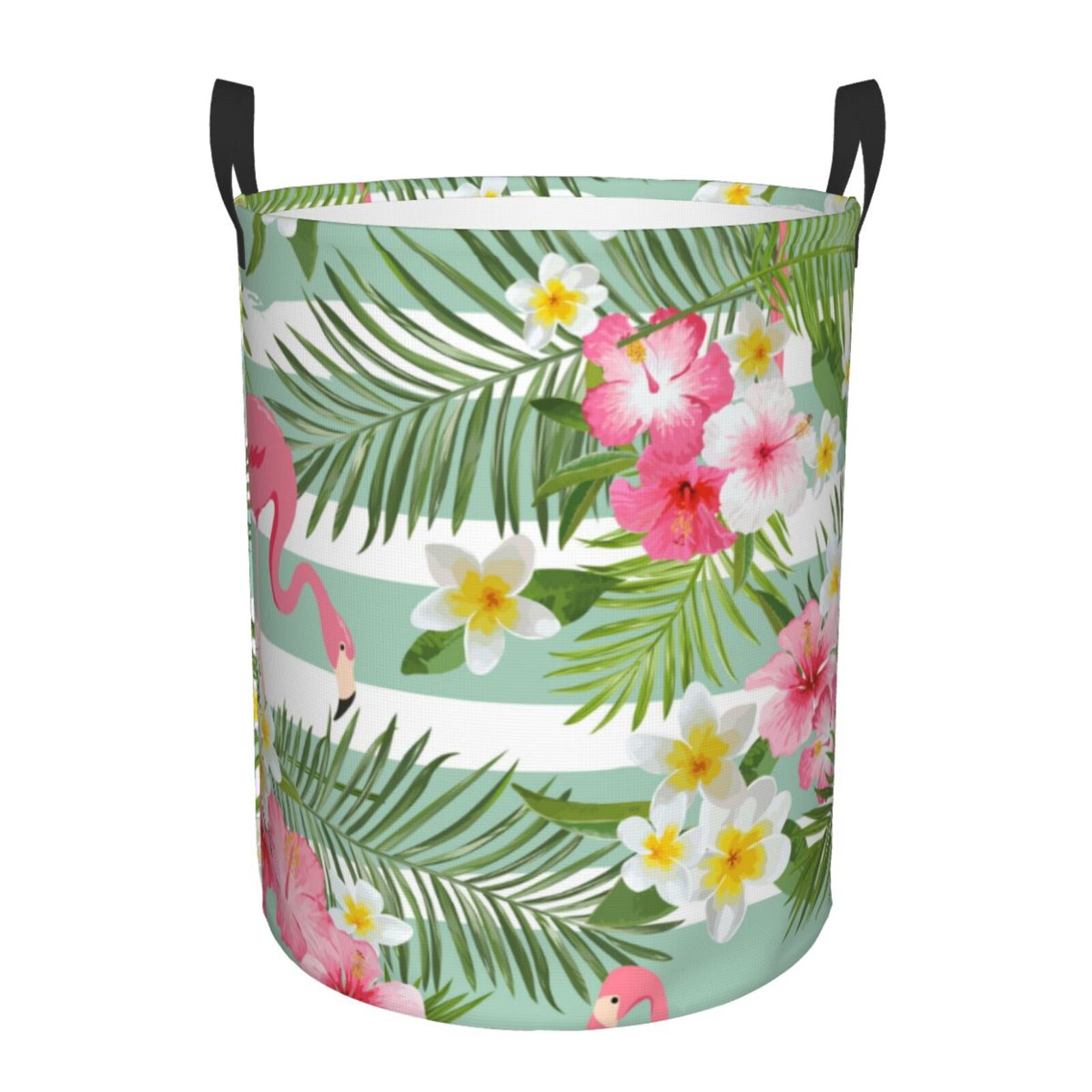 Haiem Tropical Flamingo Leather Dirty Clothes Laundry Basket,Sturdy ...