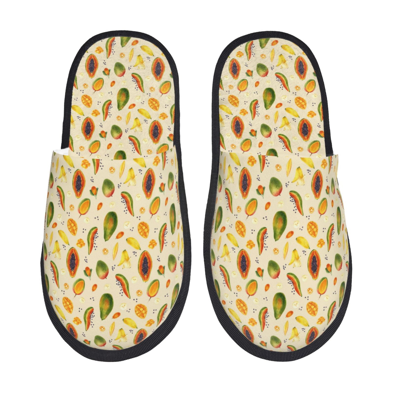 Haiem Tropical Fruits Print Fuzzy Slippers for Women Plush Slippers ...