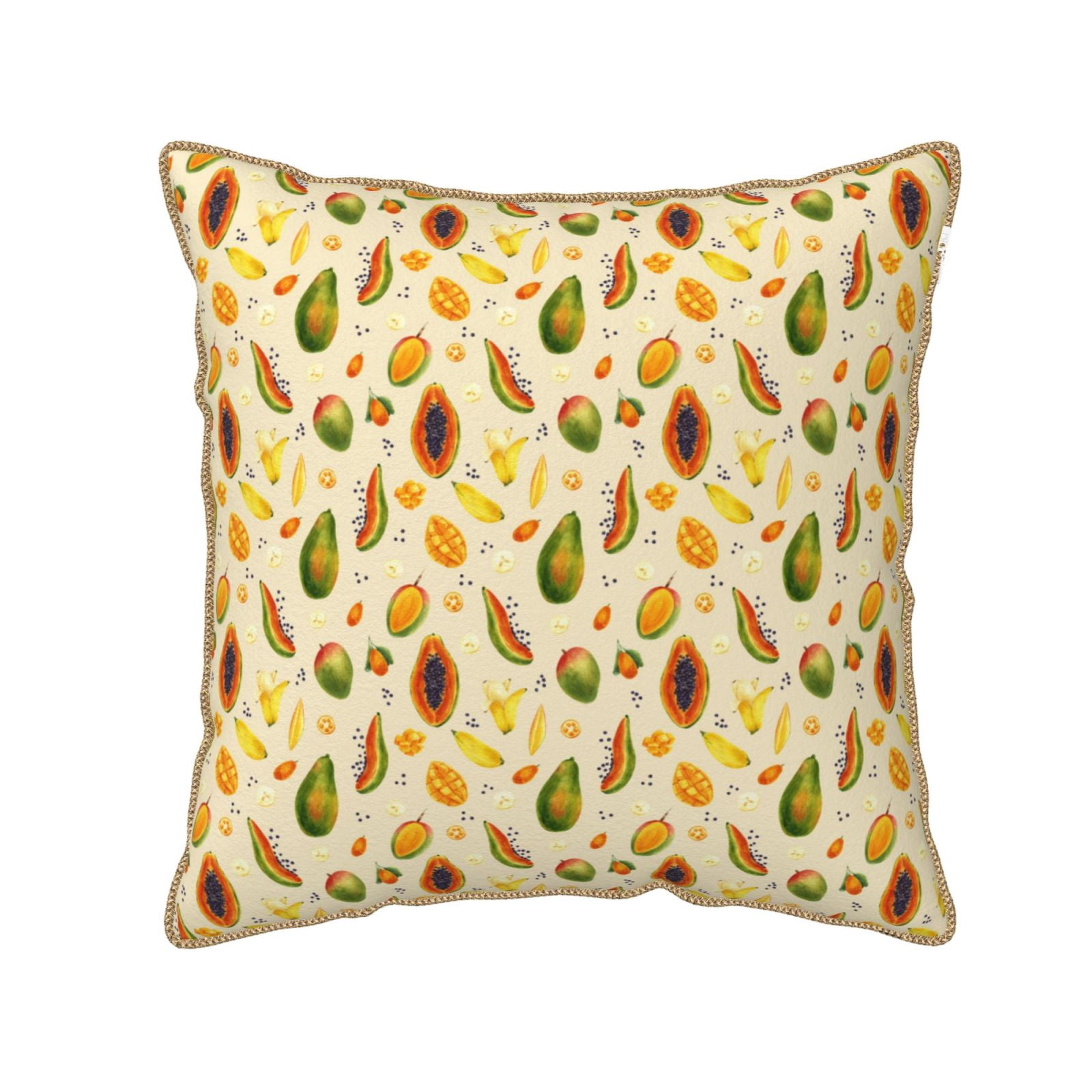 Haiem Tropical Fruits Print Velvet Soft Solid Decorative Square Throw ...