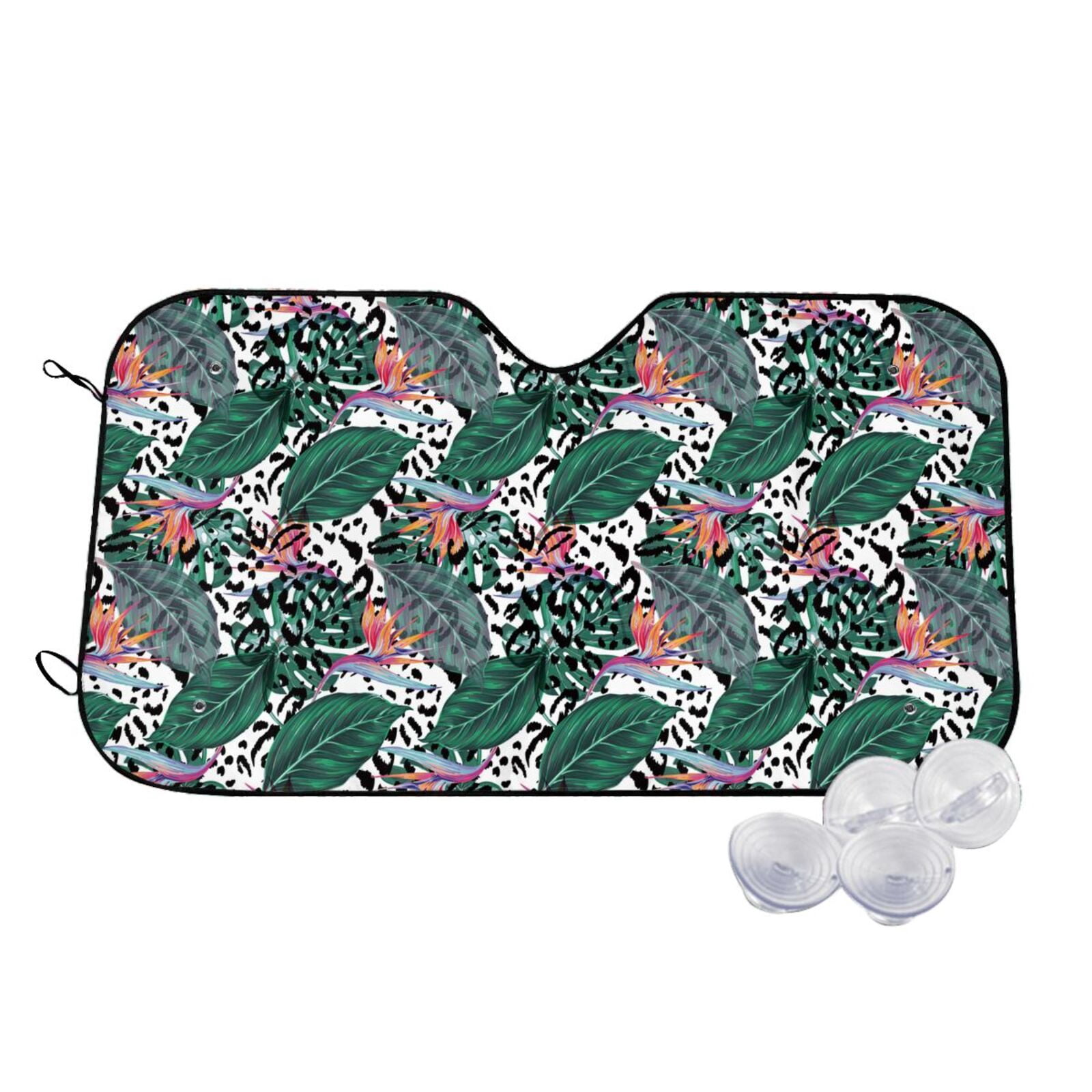 Haiem Tropical Leaves Car Windshield Sun Shade - Blocks UV Rays Sun ...