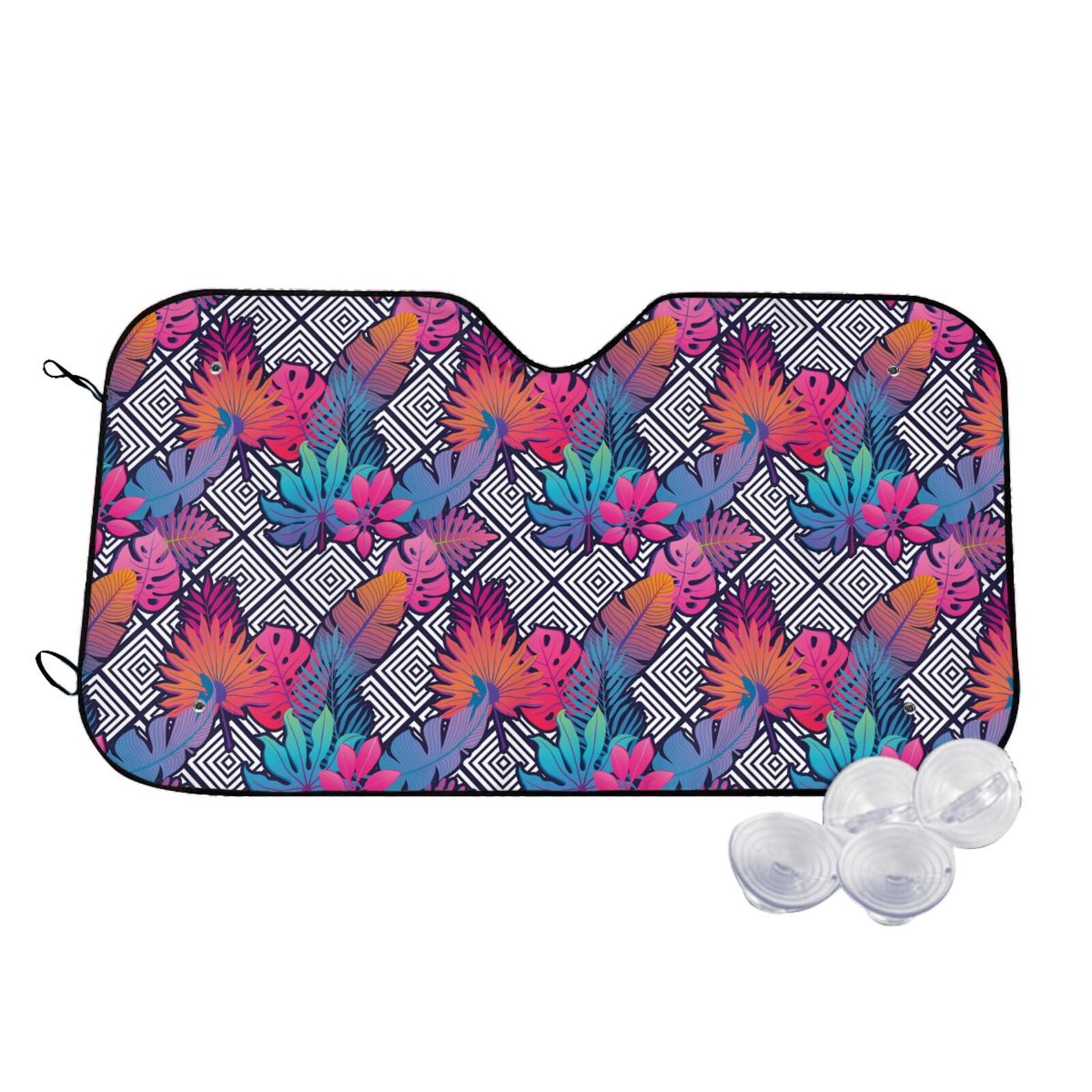 Haiem Tropical Leaves Car Windshield Sun Shade - Blocks UV Rays Sun ...