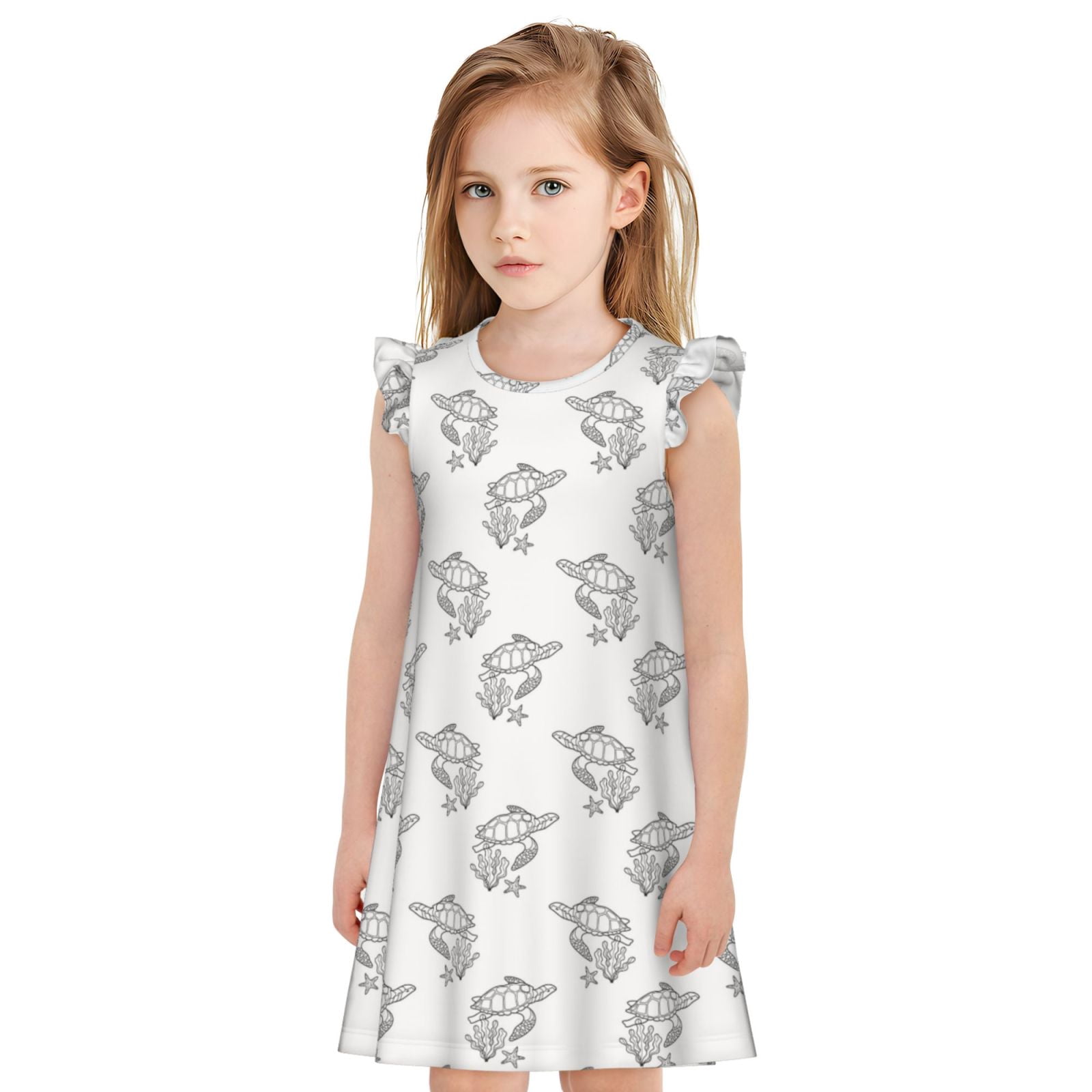 Haiem Turtle Printed Girls Nightgowns Sleepwear Short Sleeve Pajama ...