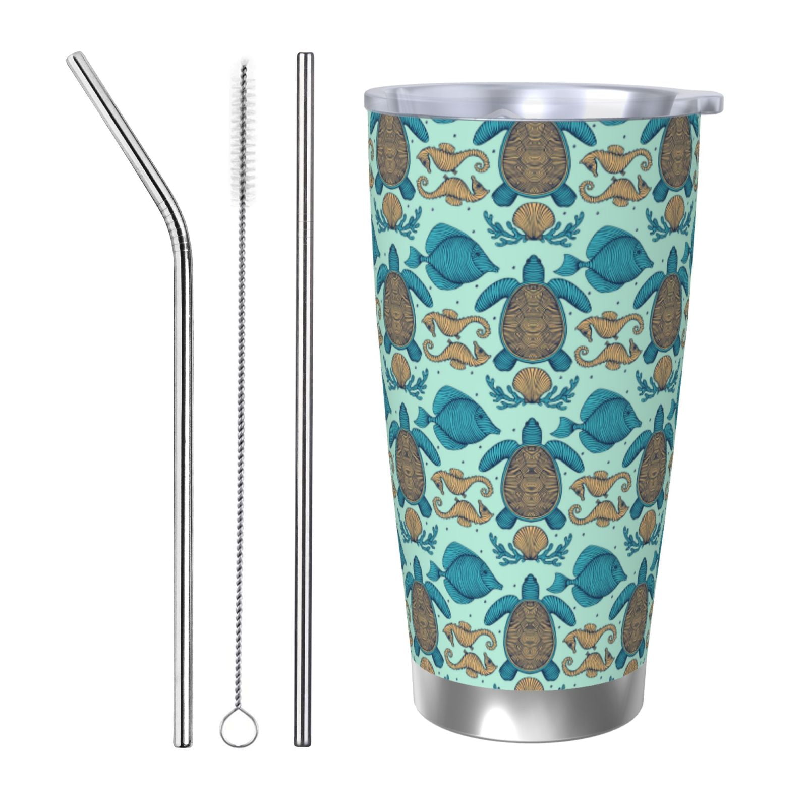 Haiem Turtles And Seahorses Printed 20oz Straight Skinny Car Cups With ...