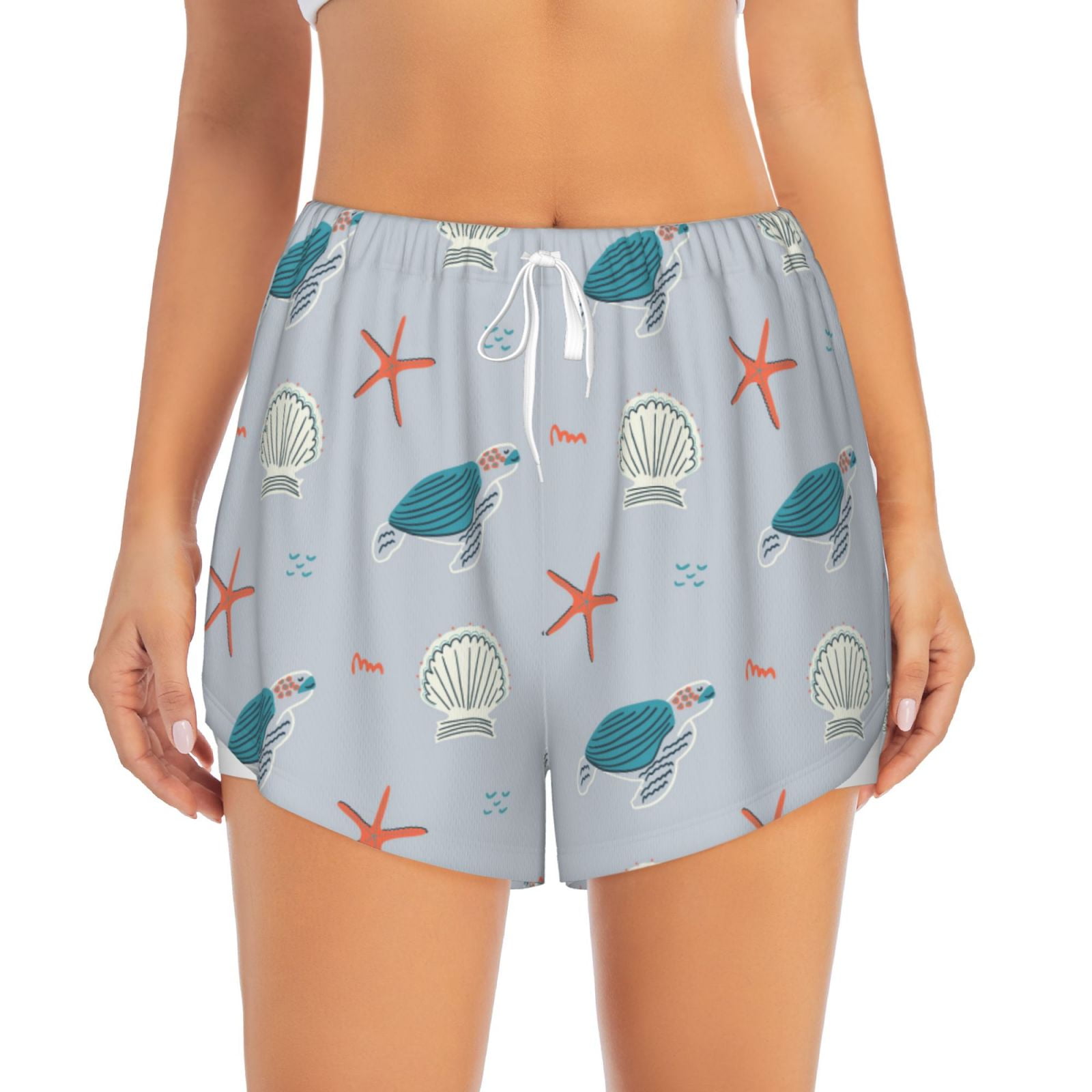 Haiem Turtles And Shells Women's 2 in 1 Running Shorts - Lightweight ...