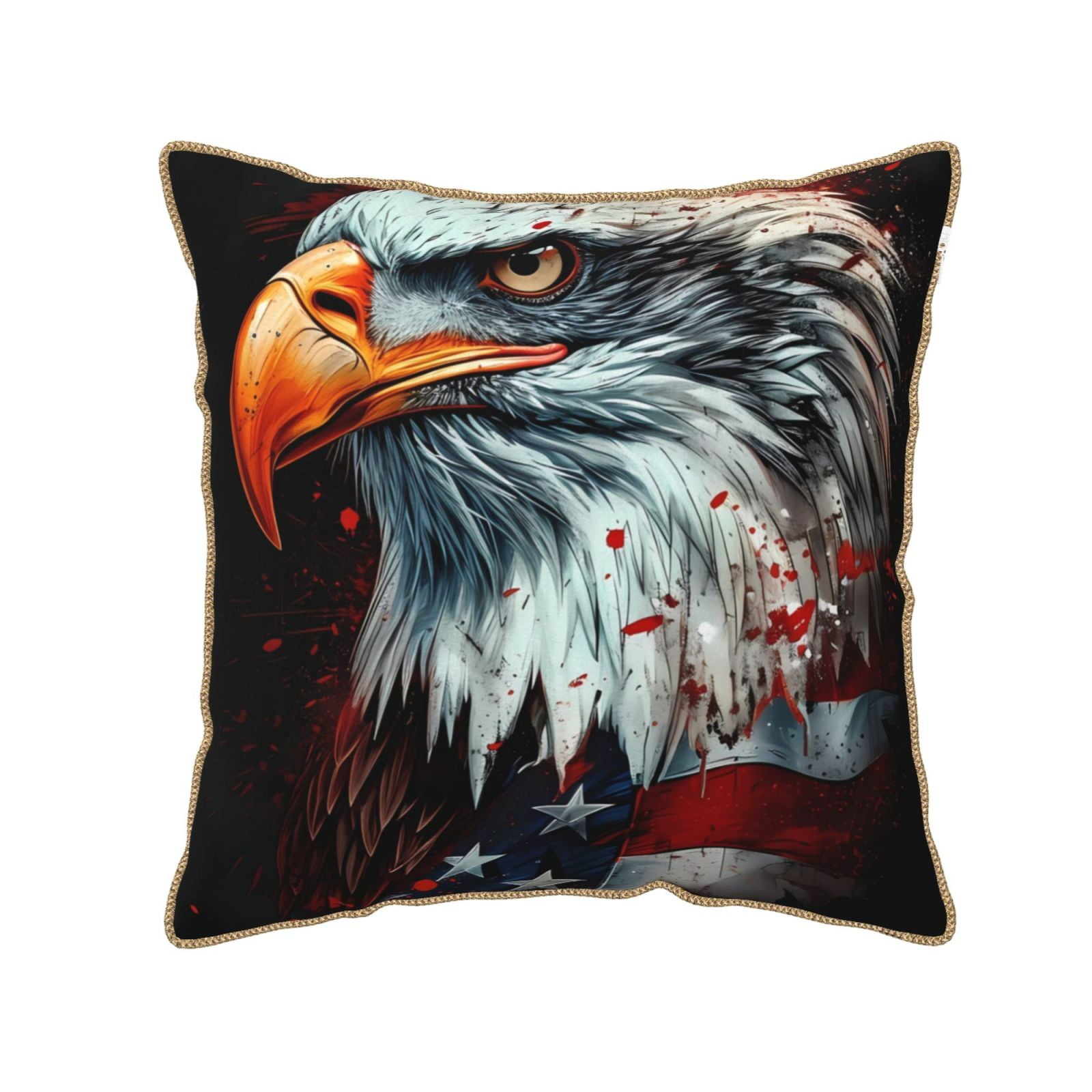 Haiem USA Bald Eagle Print Velvet Soft Solid Decorative Square Throw ...