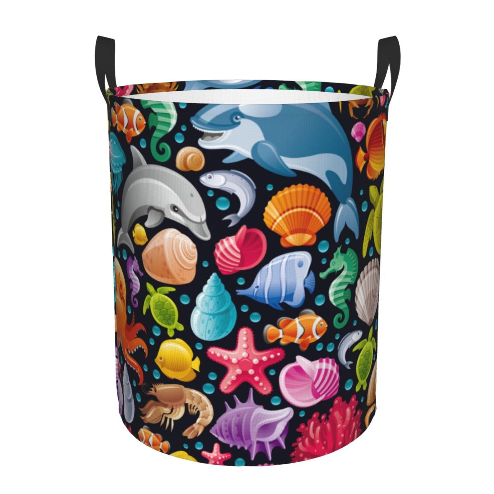 Haiem Underwater Diving Animals Leather Dirty Clothes Laundry Basket ...