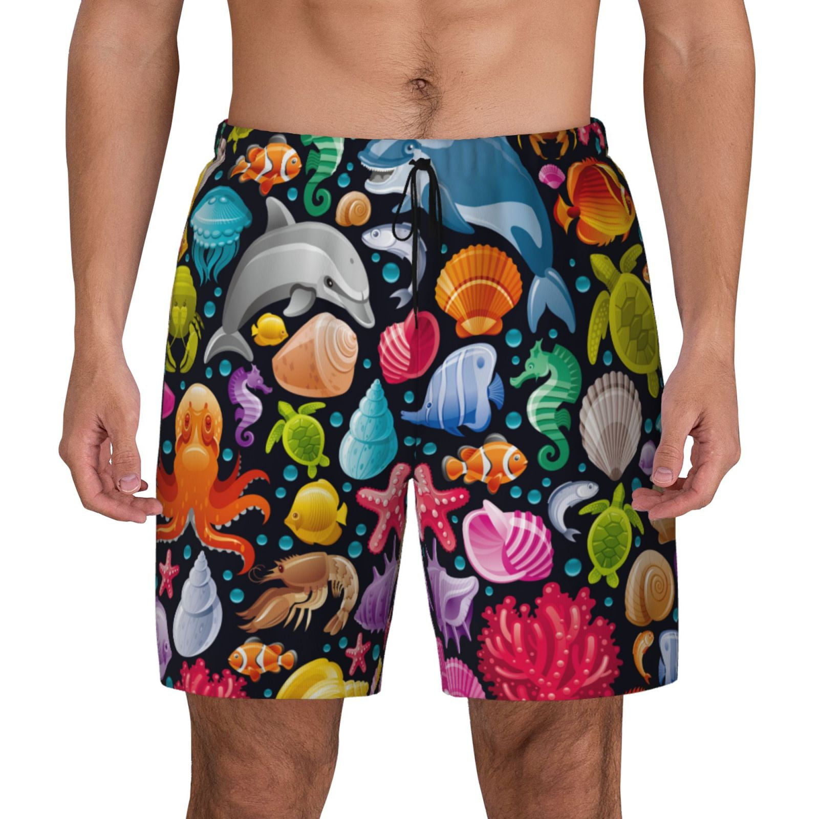 Haiem Underwater Diving Animals Mens Swim Trunks with Compression Liner ...