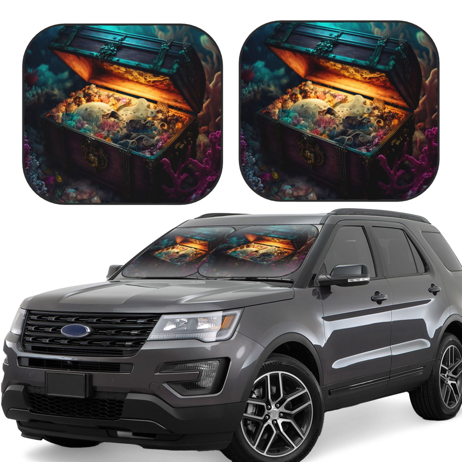 Haiem Underwater Treasure Chest Car Windshield Sun Shade (2 Pieces ...