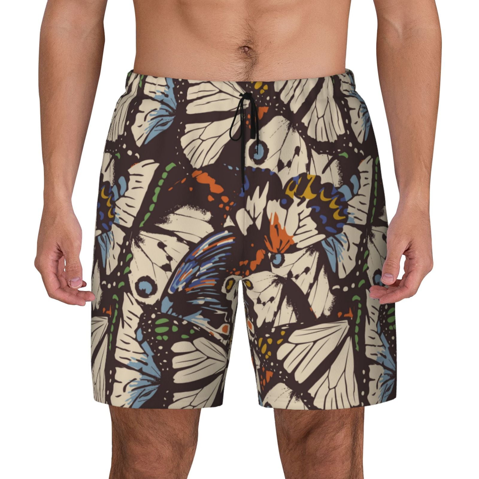 Haiem Vector Butterflies Mens Swim Trunks With Compression Liner 2 In 1