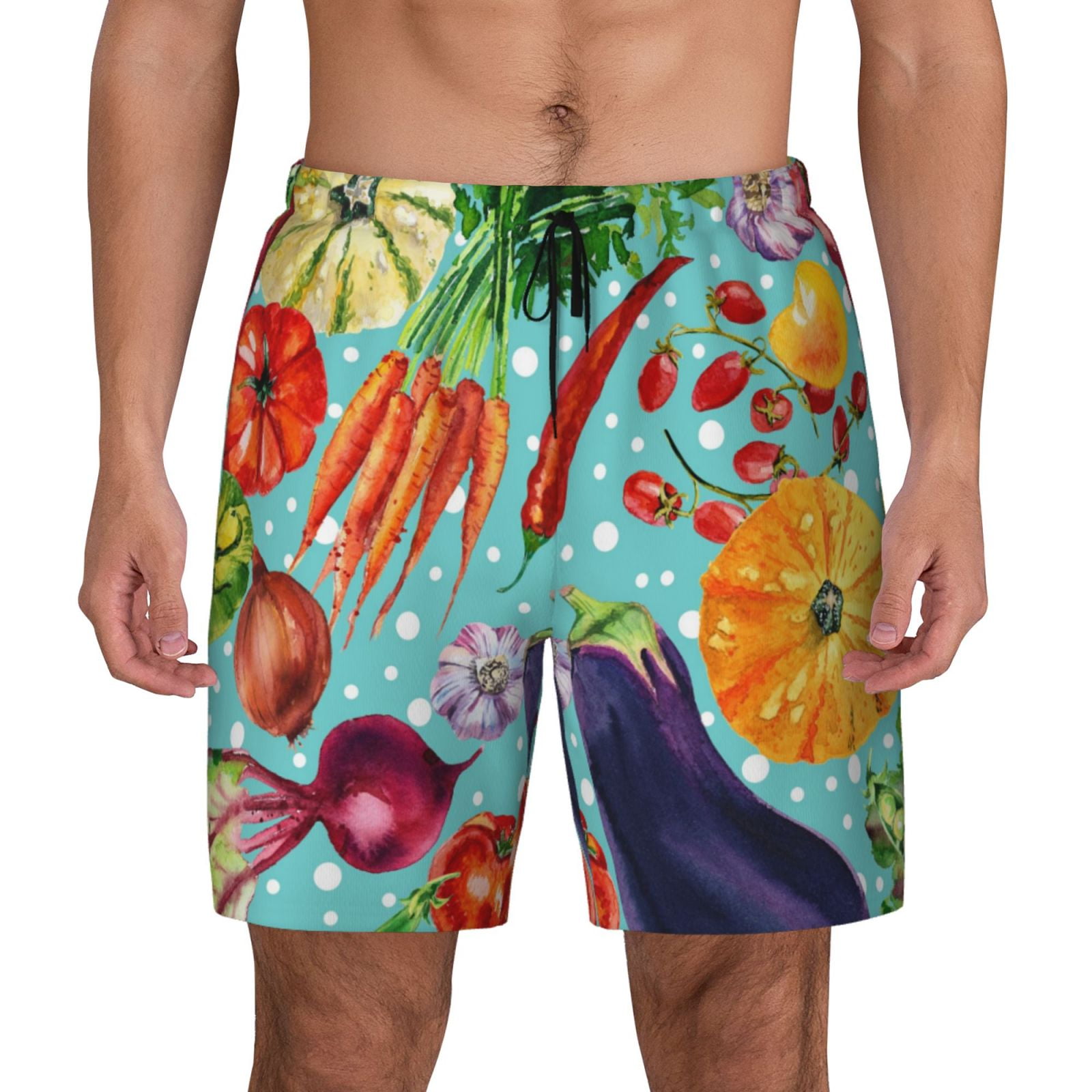 Haiem Vegetable Mens Swim Trunks with Compression Liner 2 in 1 Swimming ...