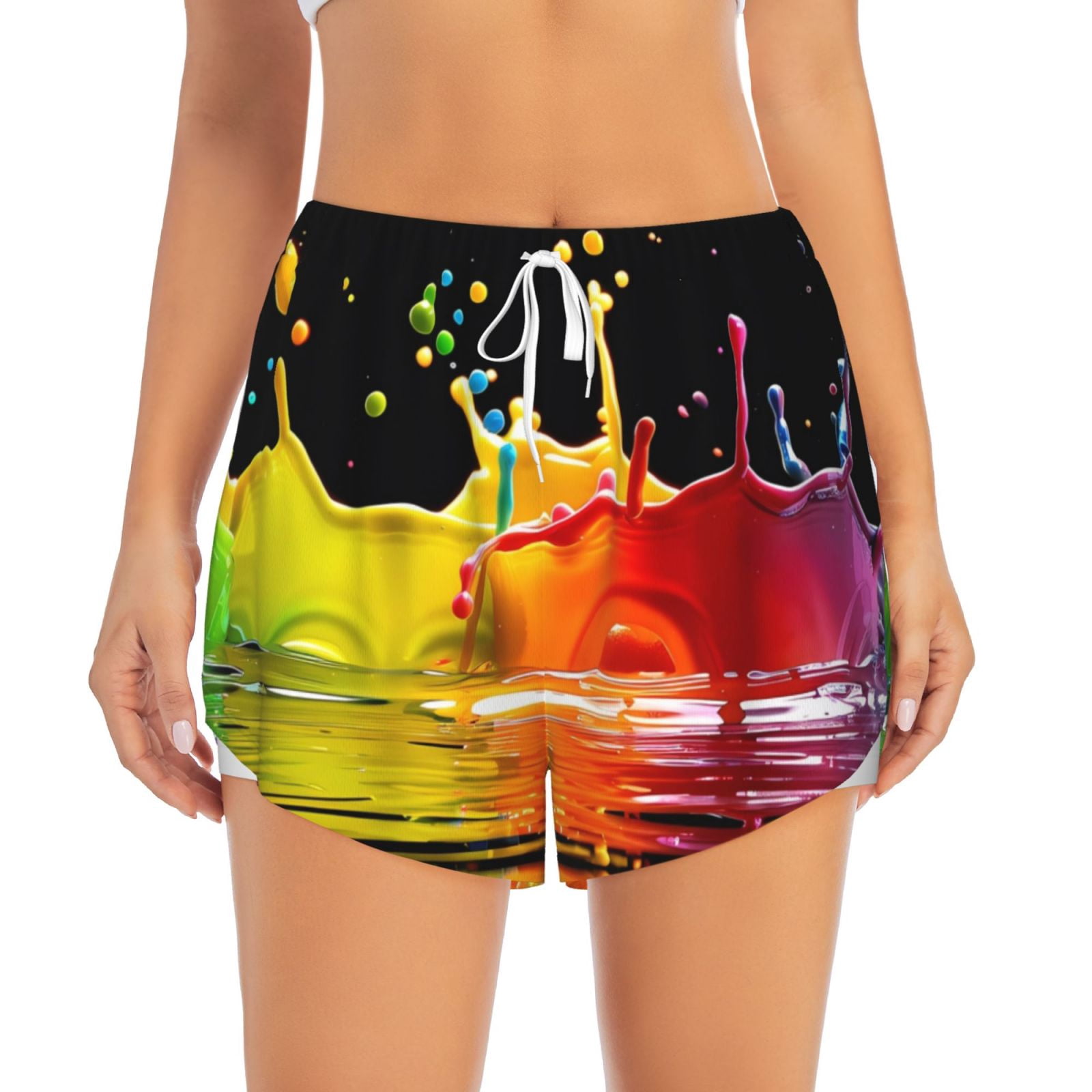 Haiem Vibrant Color Splash Women's 2 in 1 Running Shorts - Lightweight ...