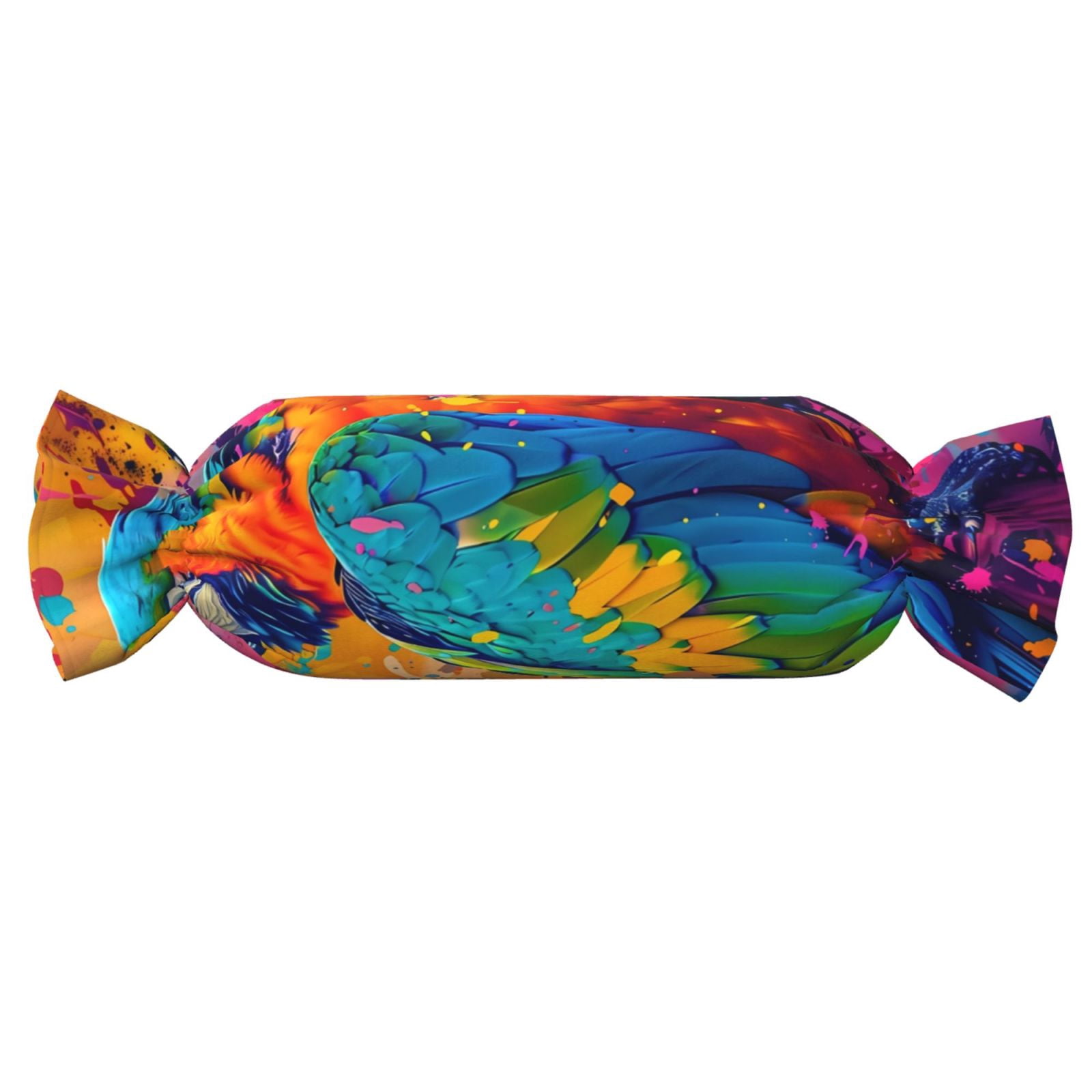 Haiem Vibrant Parrot Splash Art for Round Cervical Roll Cylinder ...