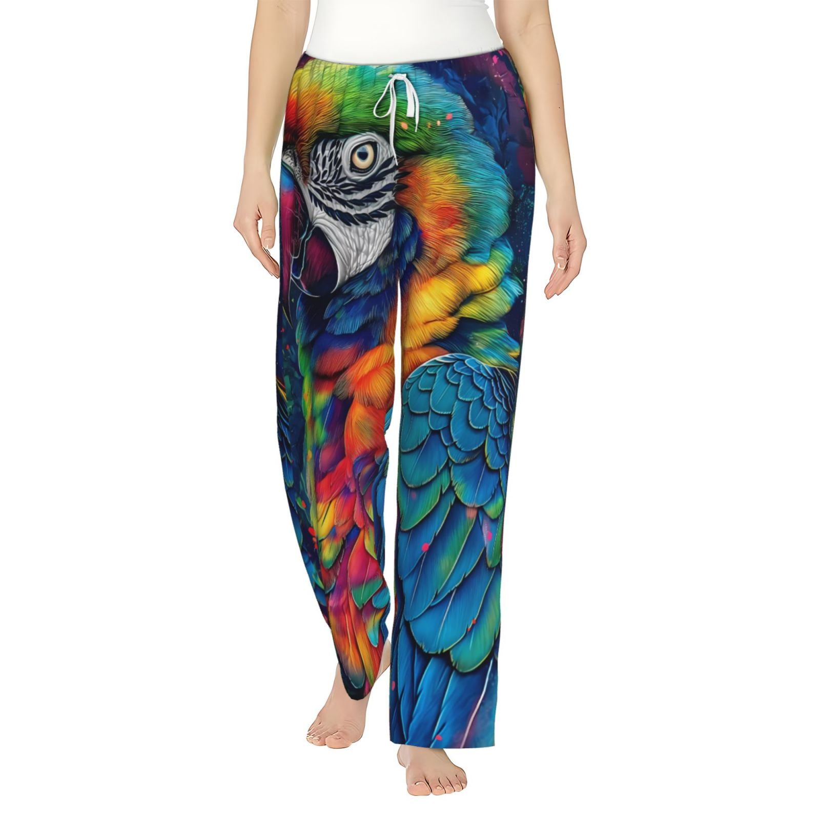 Haiem Vibrant Rainbow Parrot Fantasy Women's Pajama Pants Ultra ...