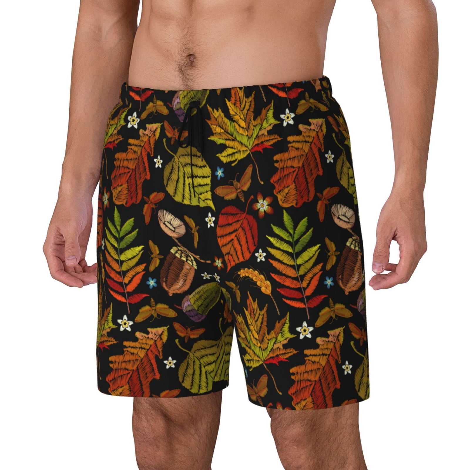 Haiem Vintage Autumn Plants Butterfly Mens Swim Trunks with Compression ...