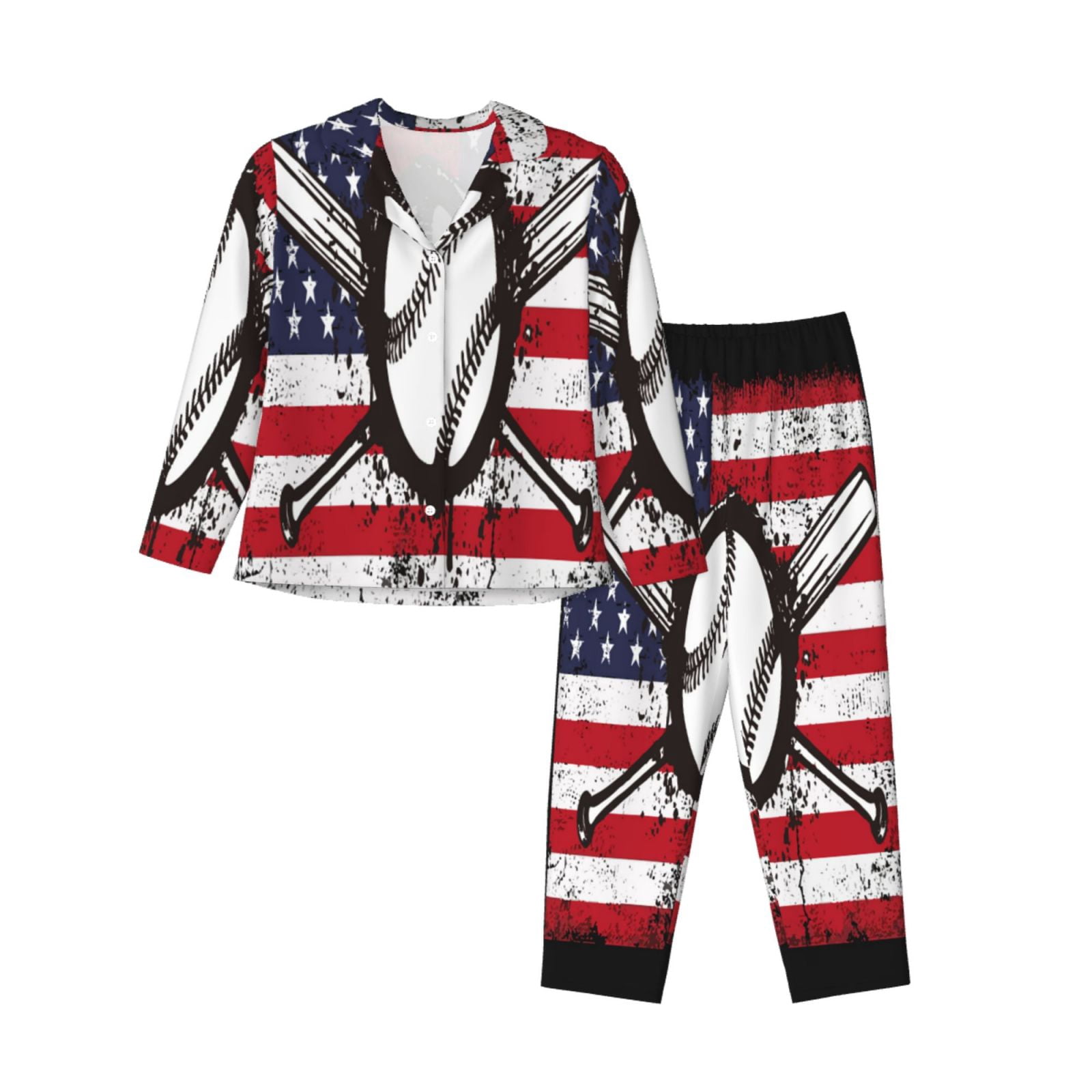 Haiem Vintage Baseball American Flag Pattern Women’s Long-sleeve ...