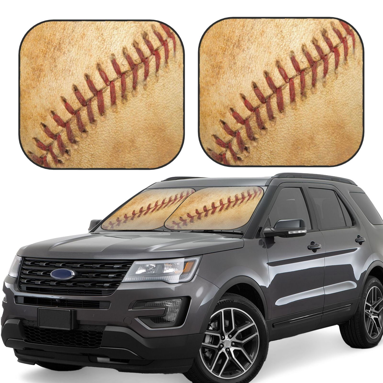 Haiem Vintage Baseball Windshield Sun Shade: Universal Foldable 2-Piece ...