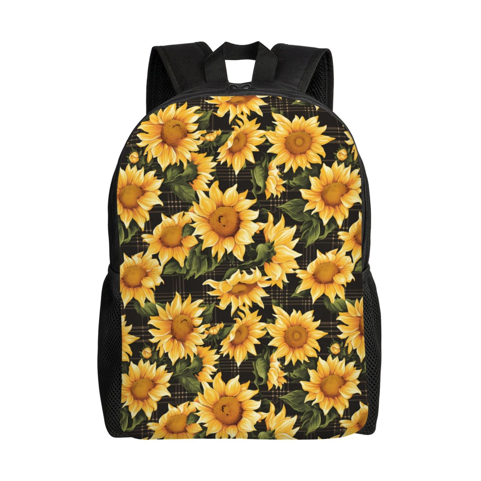Haiem Vintage Black Plaid Sunflower Backpack - Stylish and Durable 15 ...
