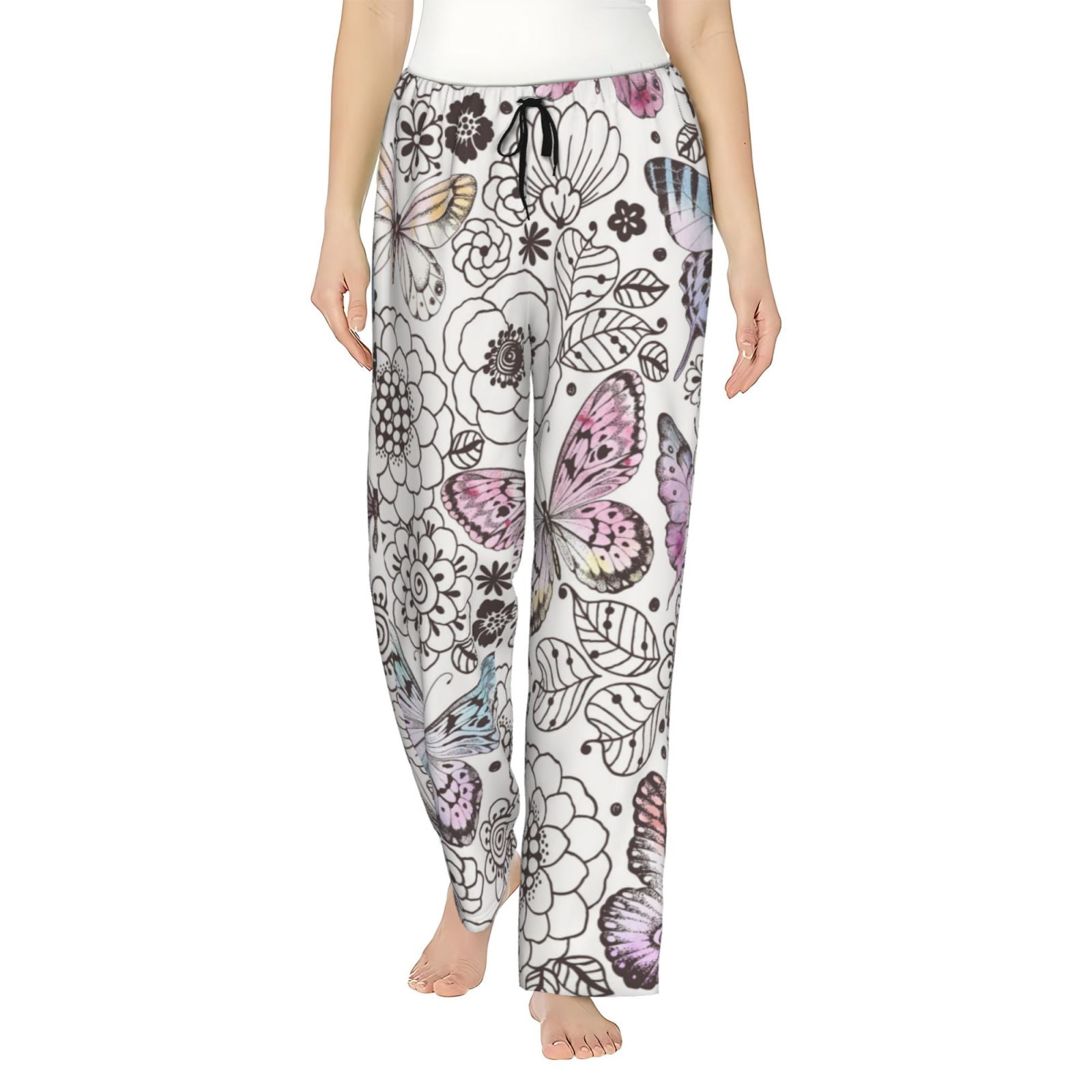 Haiem Vintage Butterflies Women's Pajama Pants Ultra Lightweight Pjs ...