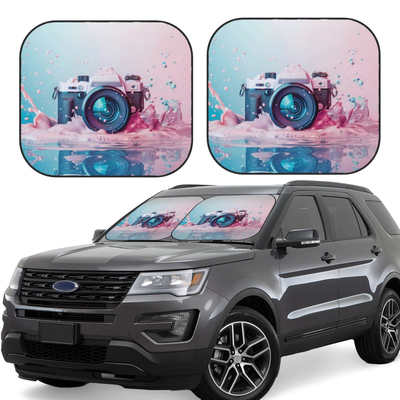 Haiem Vintage Camera Splash Art Car Windshield Sun Shade (2 Pieces ...