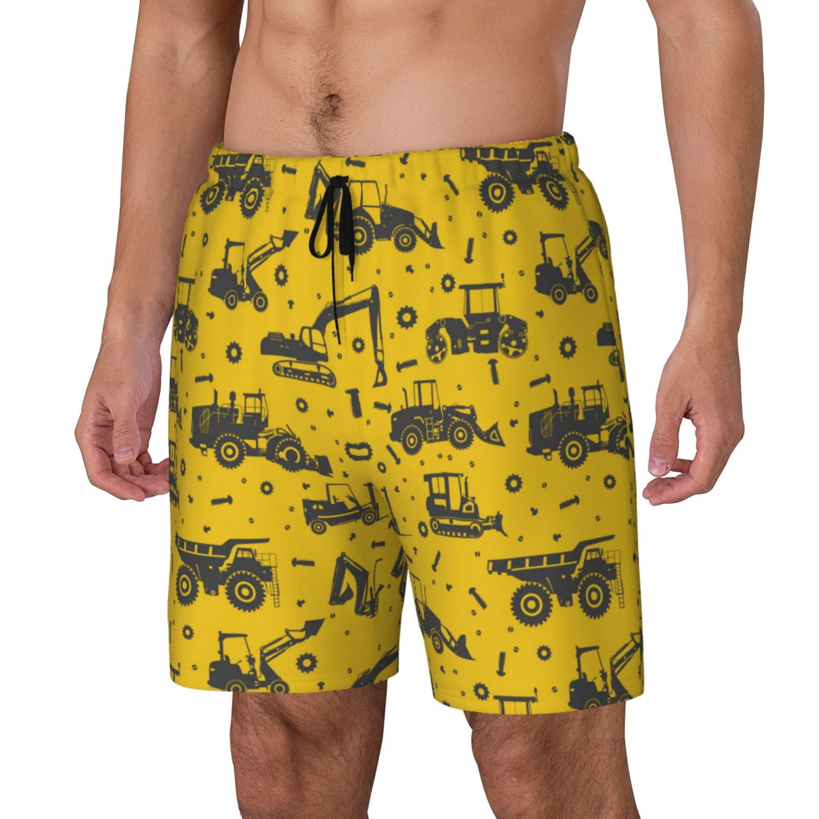 Haiem Vintage Excavator Mens Swim Trunks with Compression Liner 2 in 1 ...