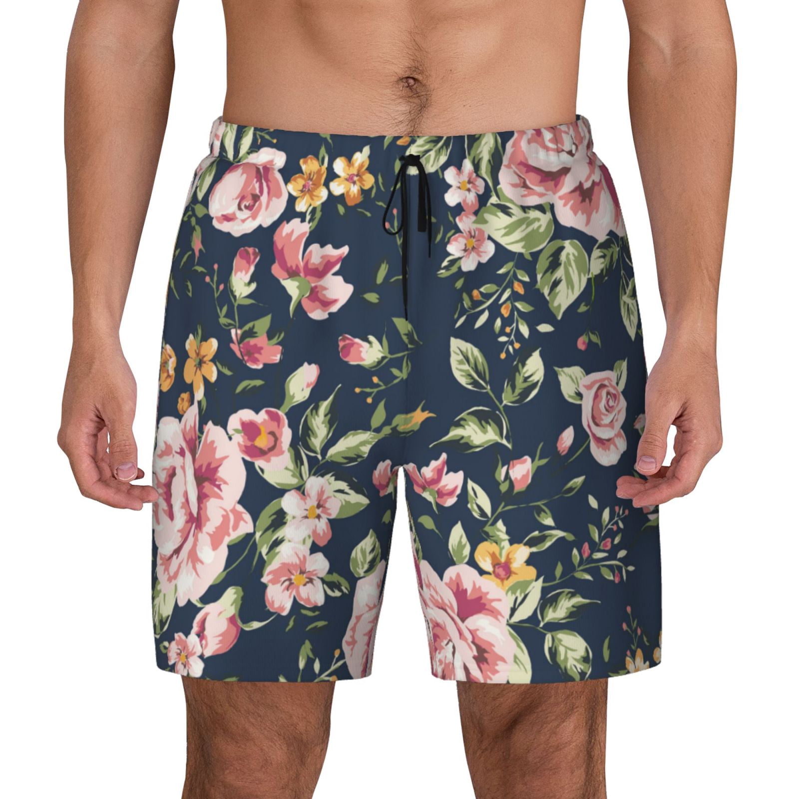 Haiem Vintage Floral Mens Swim Trunks with Compression Liner 2 in 1 ...