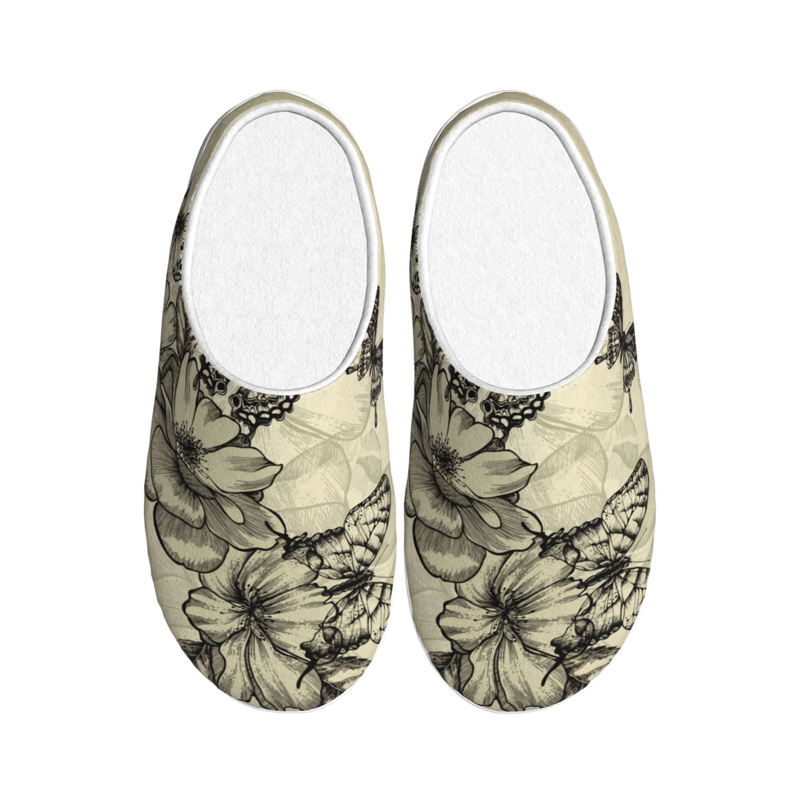 Haiem Vintage Floral Print Women's Fuzzy Memory Foam House Slipper Cozy ...