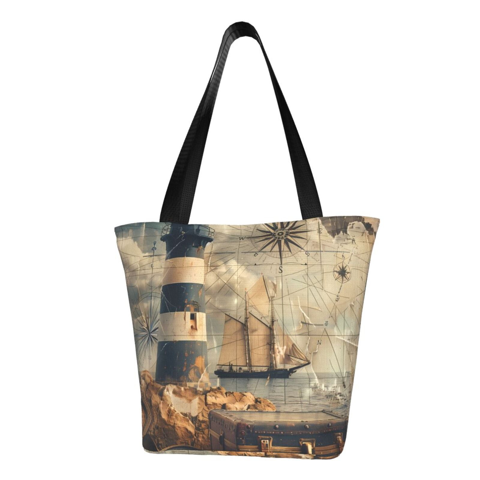 Haiem Vintage Nautical Lighthouse Pattern Shoulder Bag - Durable and ...