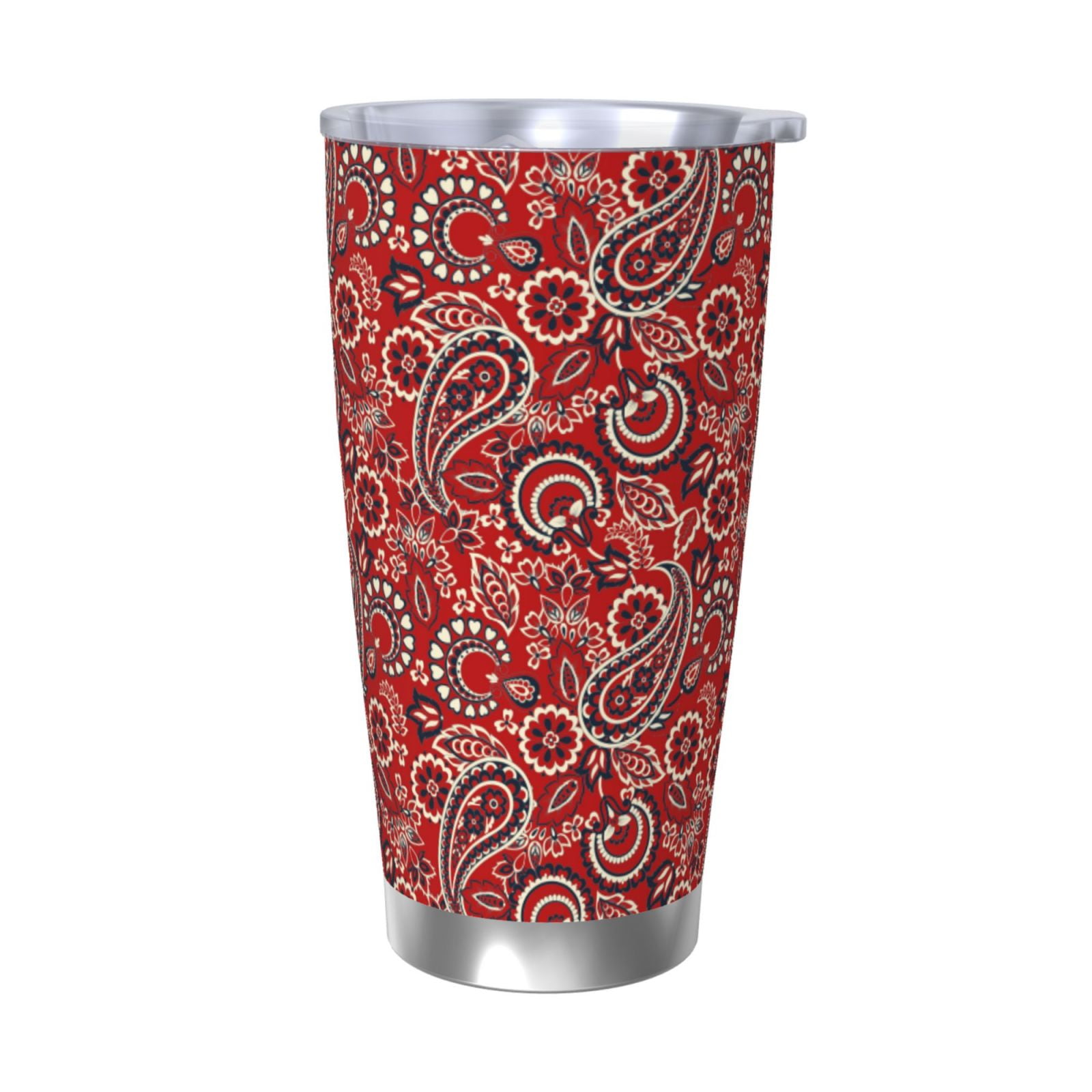 Haiem Vintage Red Paisley Printed 20oz Straight Skinny Car Cups With ...