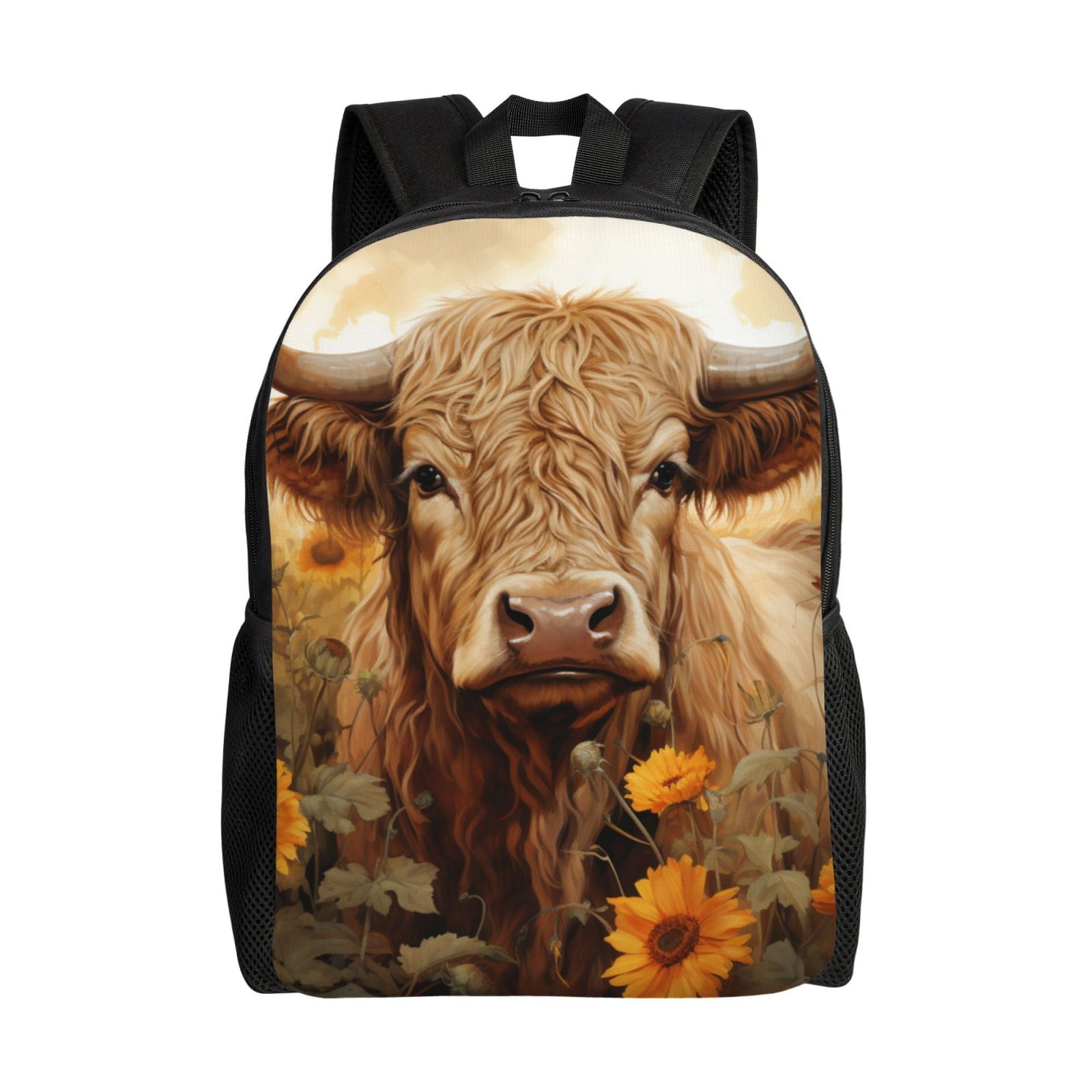 Haiem Vintage Sunflower Cow Backpack - Stylish and Durable 15-inch ...