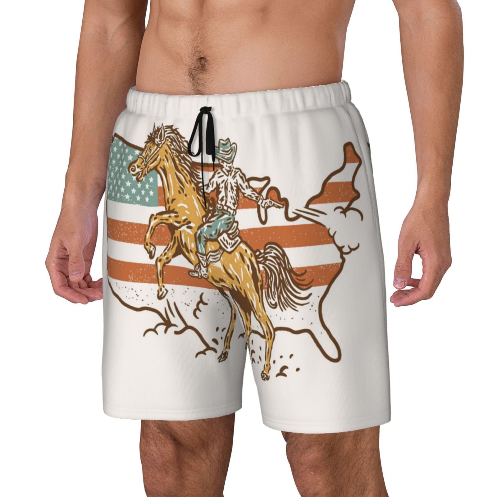 Haiem Vintage Wild West Cowboy Mens Swim Trunks with Compression Liner ...