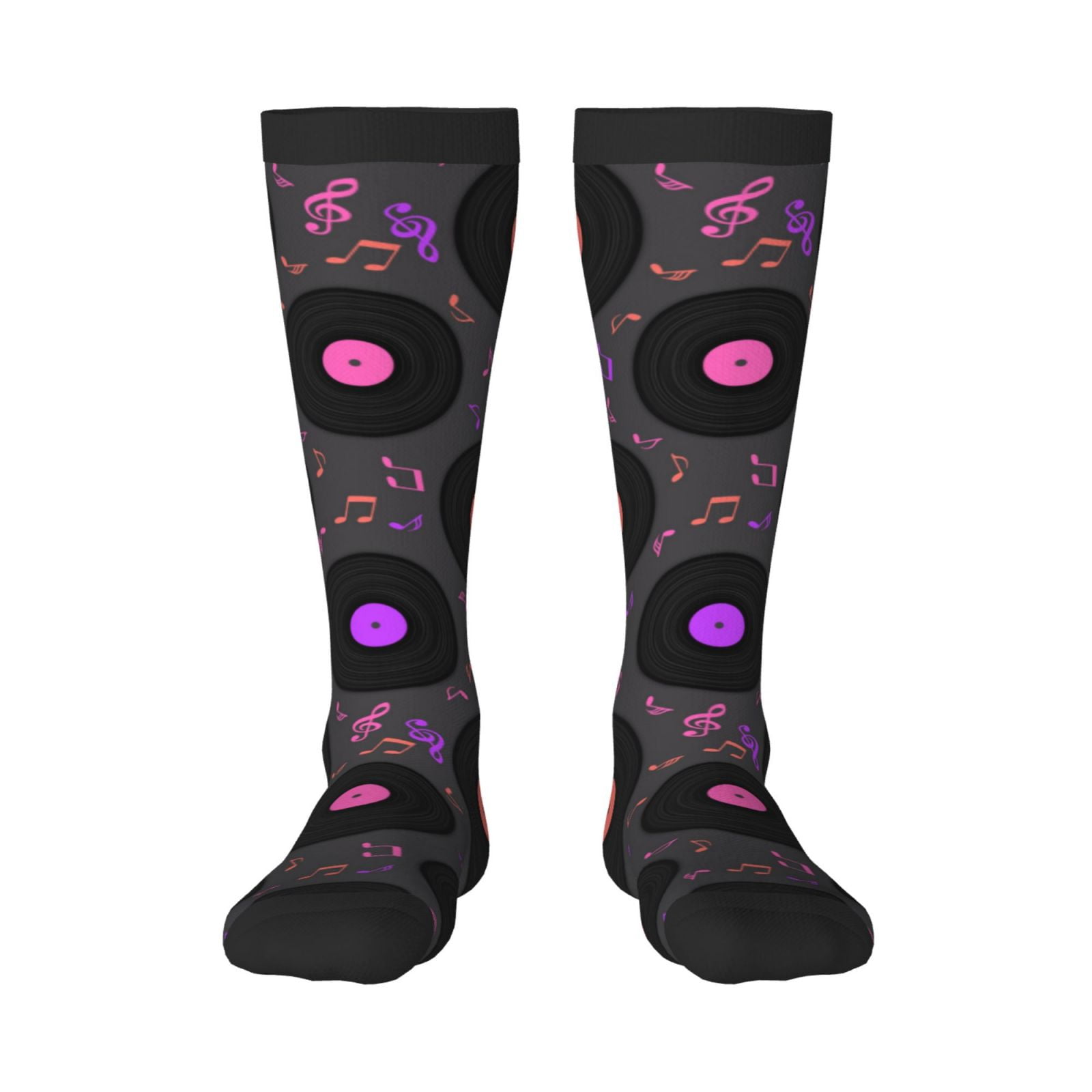 Haiem Vinyl Records Musical Notes Socks, Funny Novelty Crazy Design ...