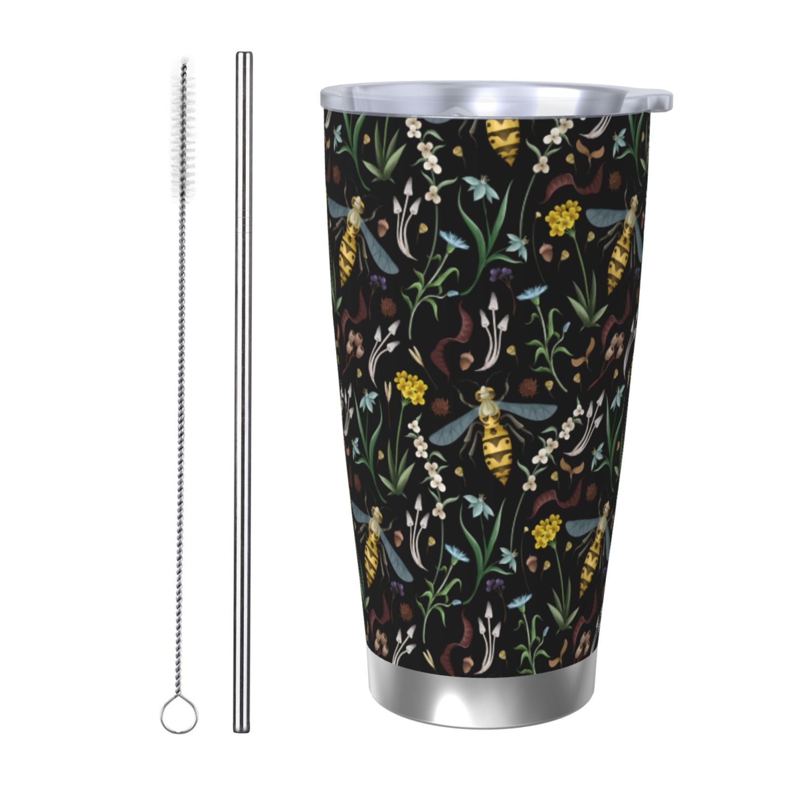 Haiem Wasp and Florals Printed 20oz Straight Skinny Car Cups With ...