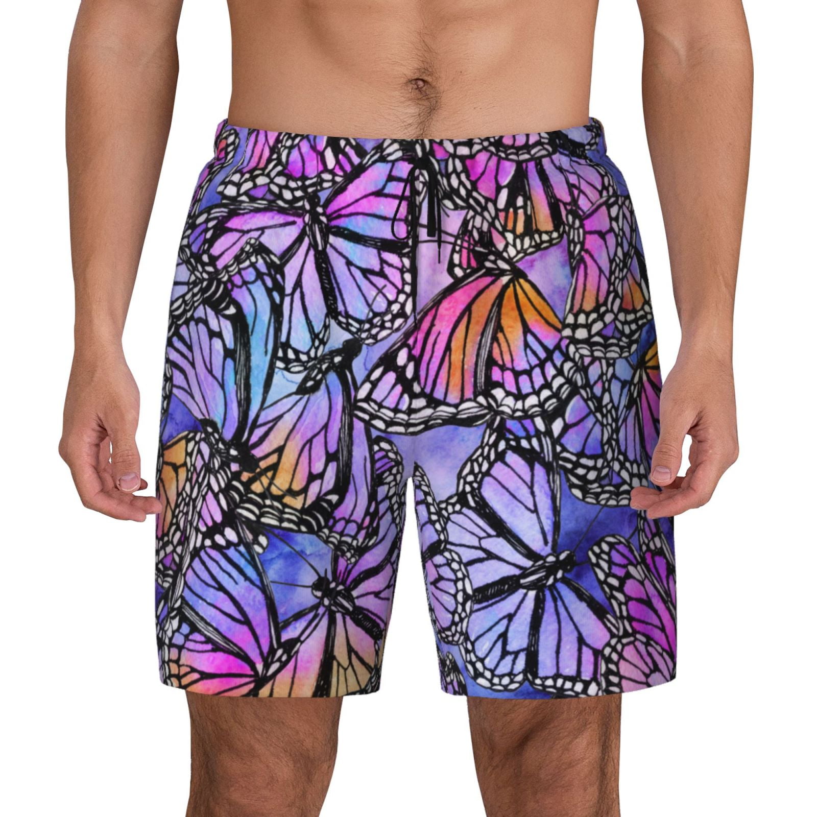 Haiem Watercolor Butterflies Mens Swim Trunks With Compression Liner 2