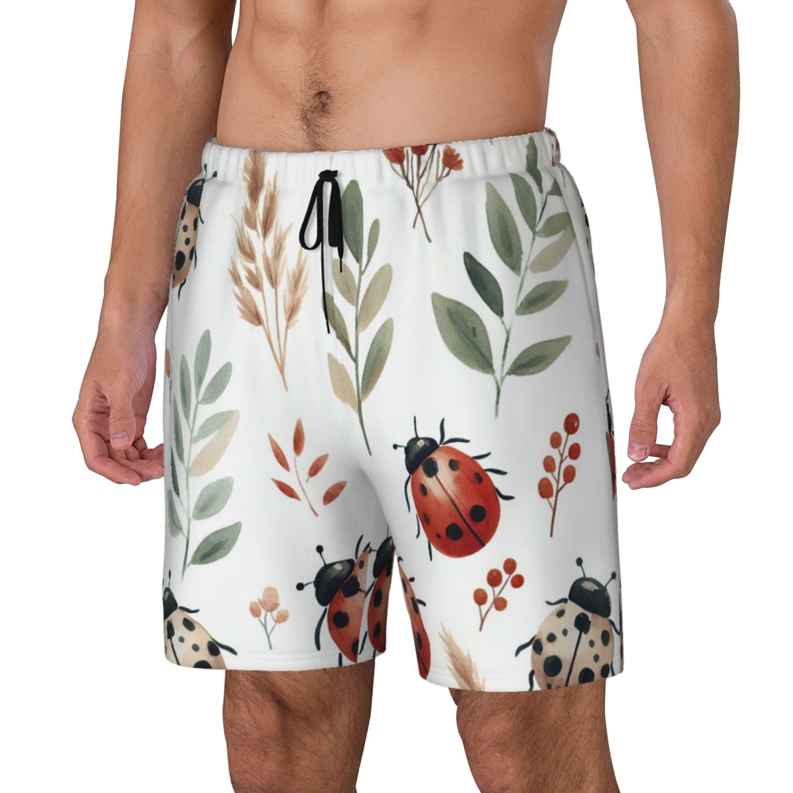 Haiem Watercolor Ladybug Mens Swim Trunks with Compression Liner 2 in 1 ...