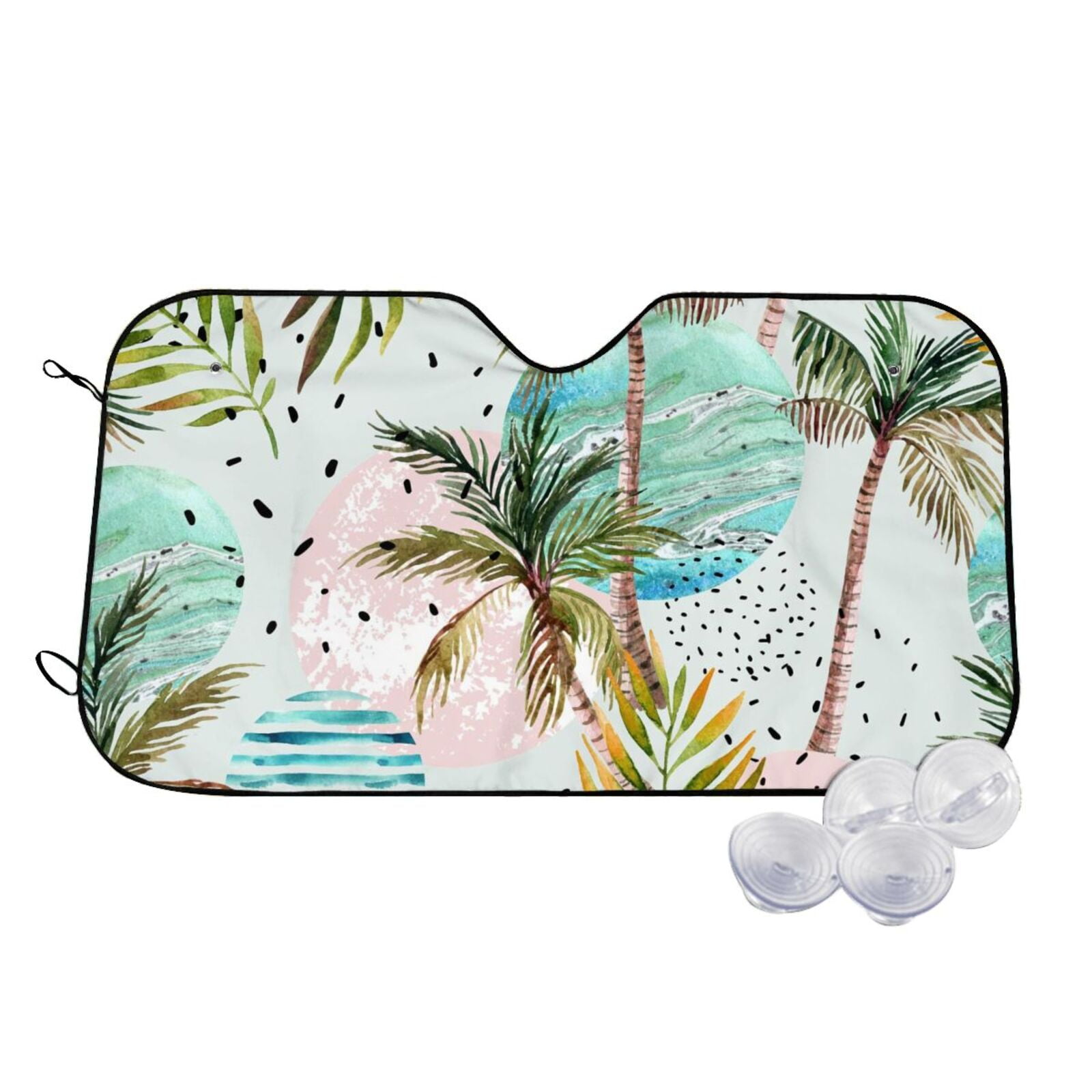 Haiem Watercolor Palm Tree Car Windshield Sun Shade - Blocks UV Rays ...