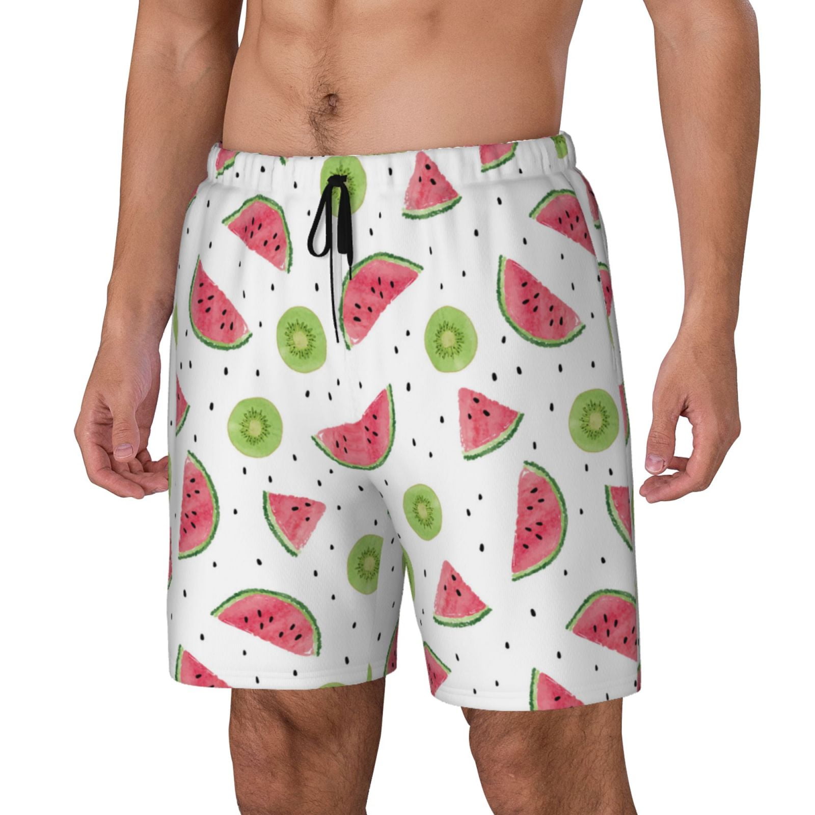 Haiem Watermelon And Kiwi Mens Swim Trunks with Compression Liner 2 in ...