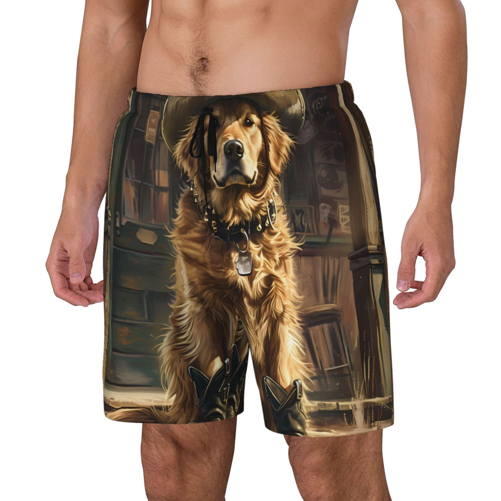 Haiem Western Cowboy Golden Retriever Mens Swim Trunks with Compression ...
