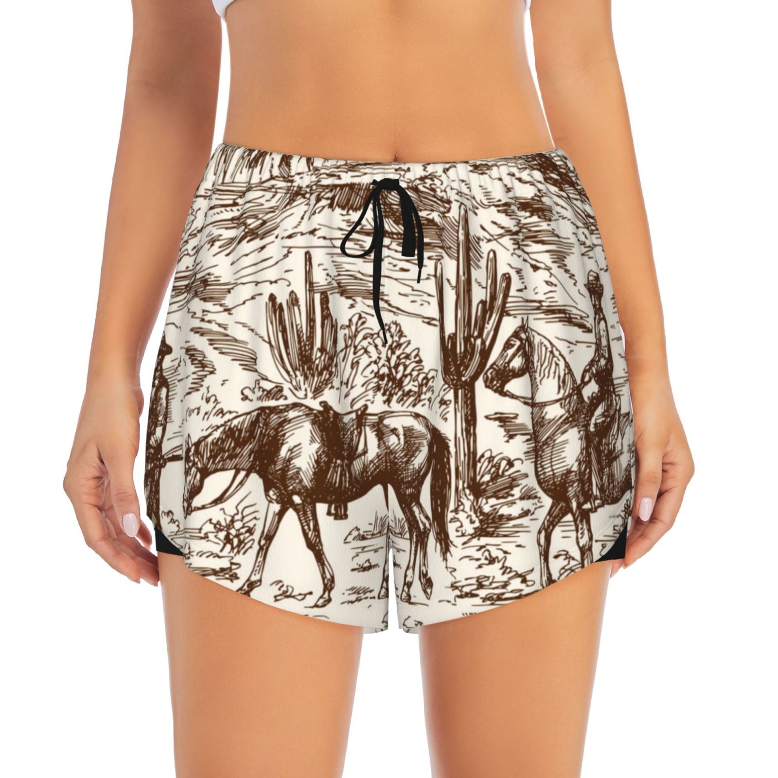 Haiem Western Desert Cowboys2 Women's 2 in 1 Running Shorts ...