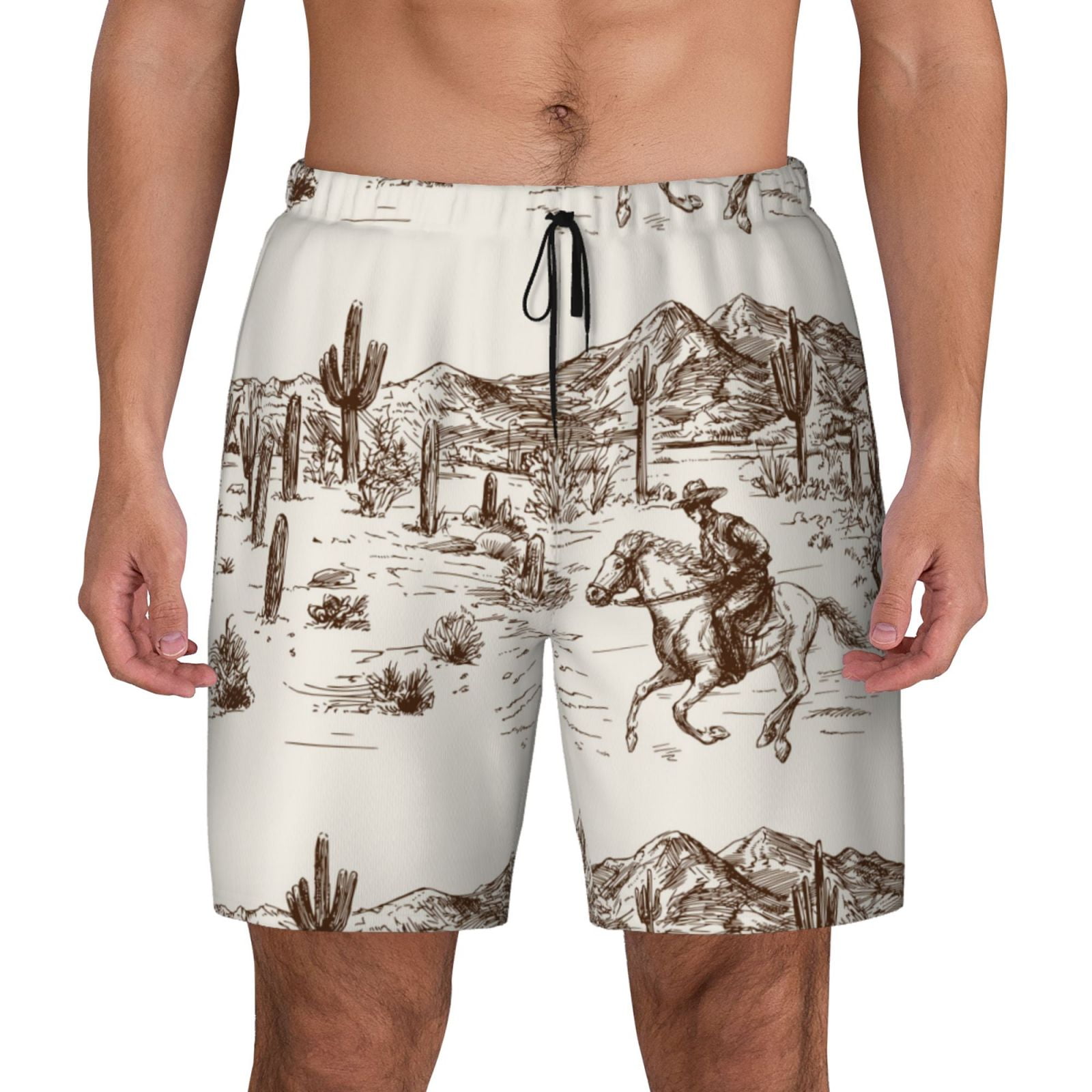 Haiem Western Desert Cowboys3 Mens Swim Trunks with Compression Liner 2 ...