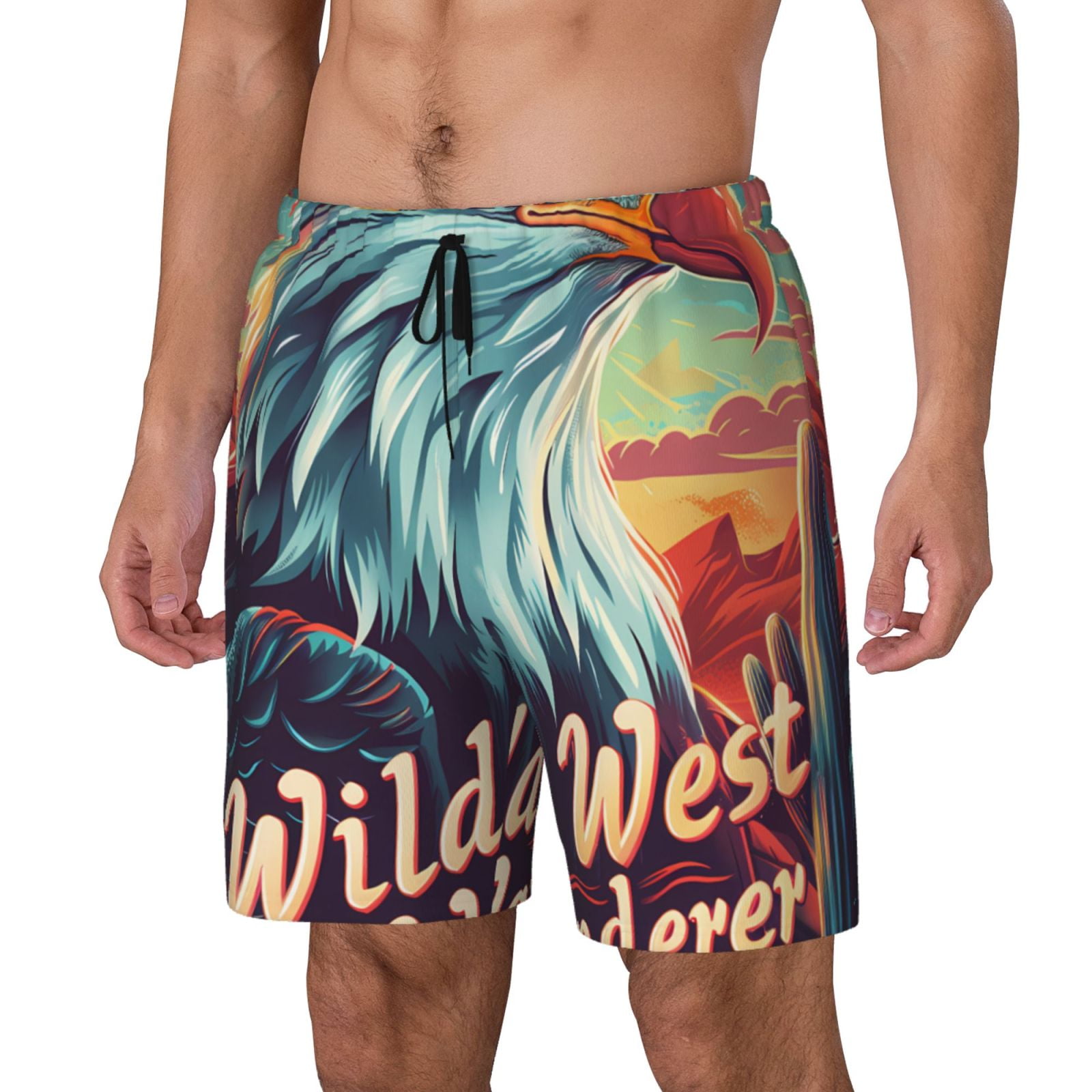 Haiem Western Style Bald Eagle Mens Swim Trunks with Compression Liner ...