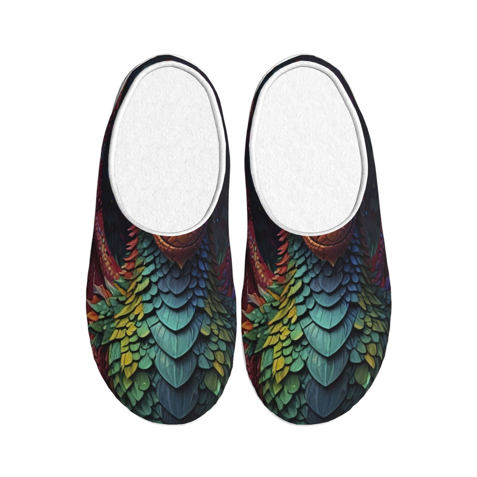 Haiem Whimsical Dragon Color Cool Print Women's Fuzzy Memory Foam House ...