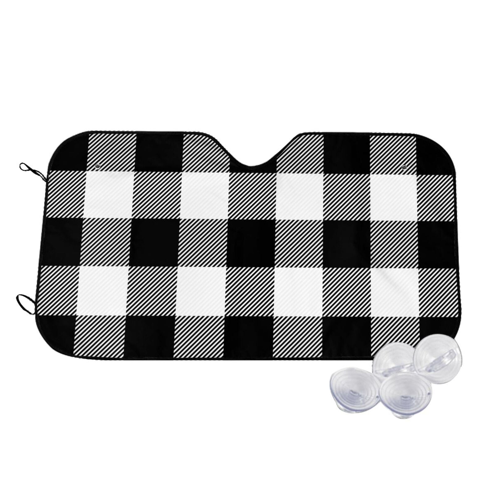 Haiem White And Black Plaid Car Windshield Sun Shade - Blocks UV Rays ...